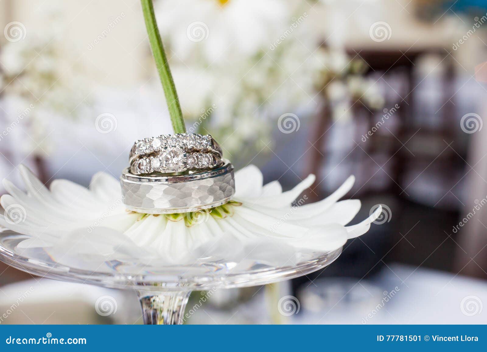 Wedding Rings on a Daisy Flower Stock Image - Image of marriage ...
