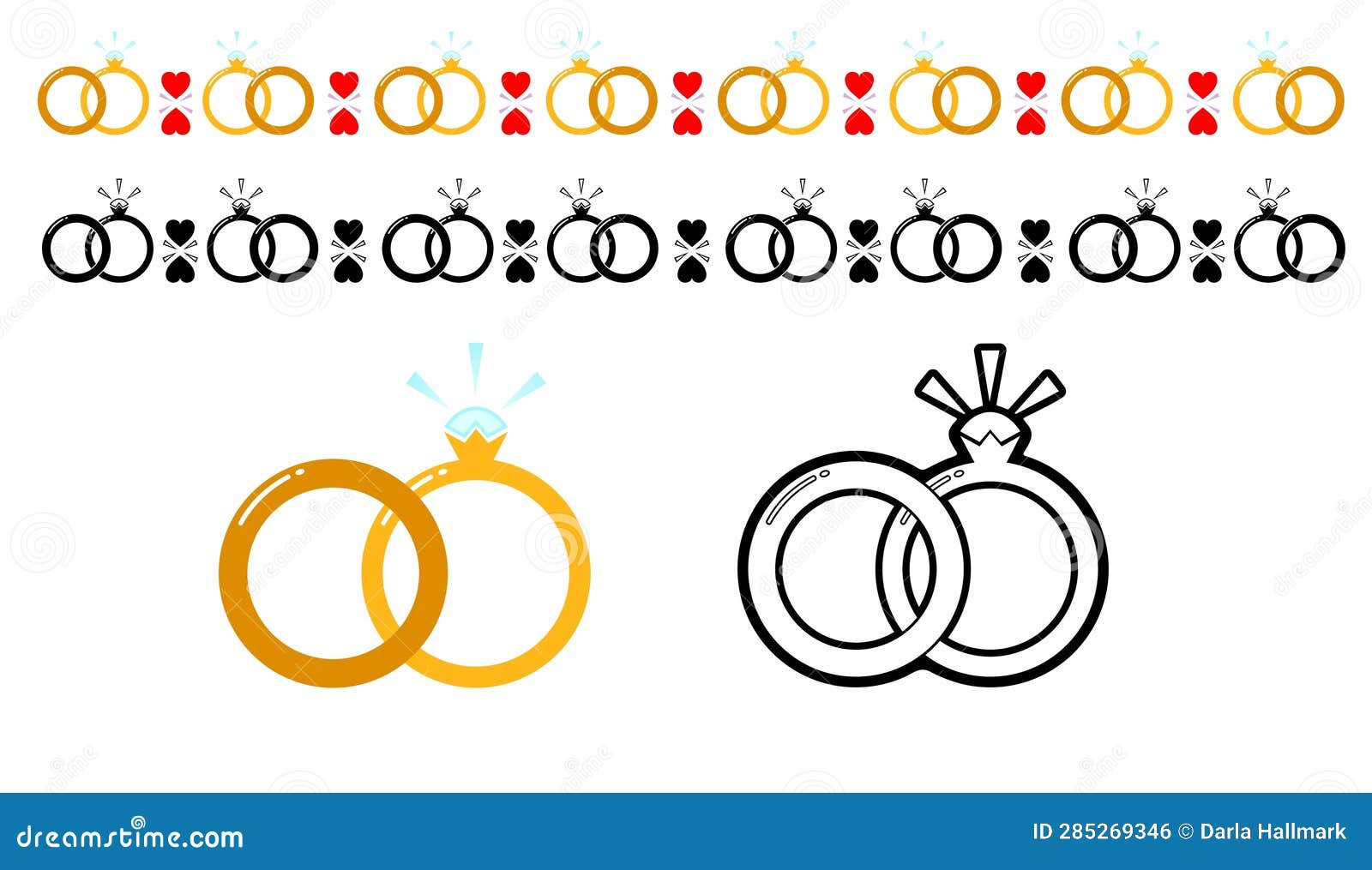 Wedding Rings Decorative Elements Stock Vector - Illustration of ...