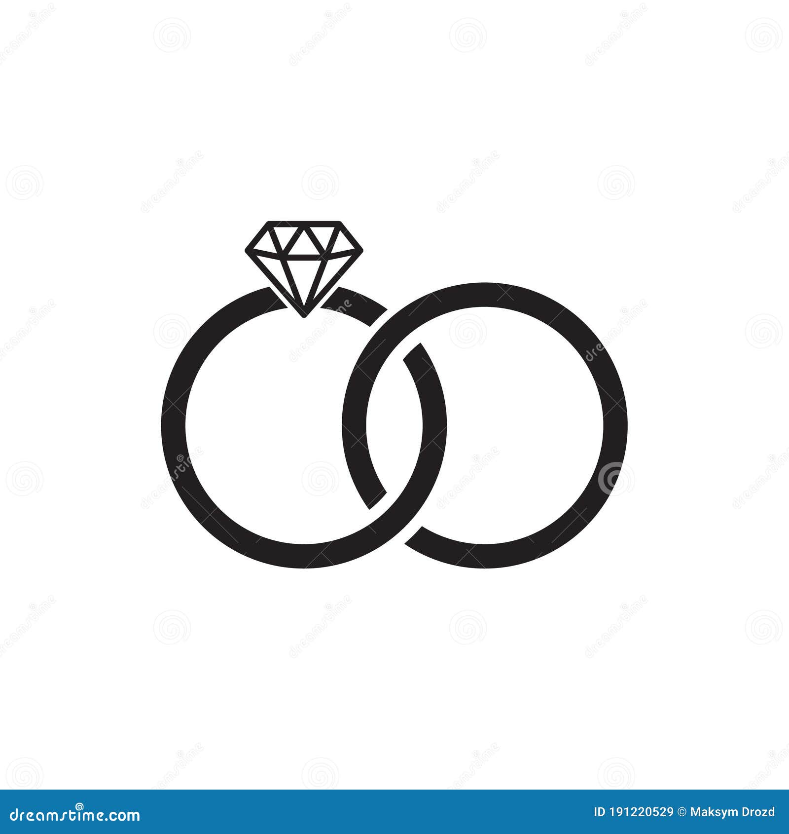Wedding Rings with Diamond Icon on White, Vector Illustration. Stock ...