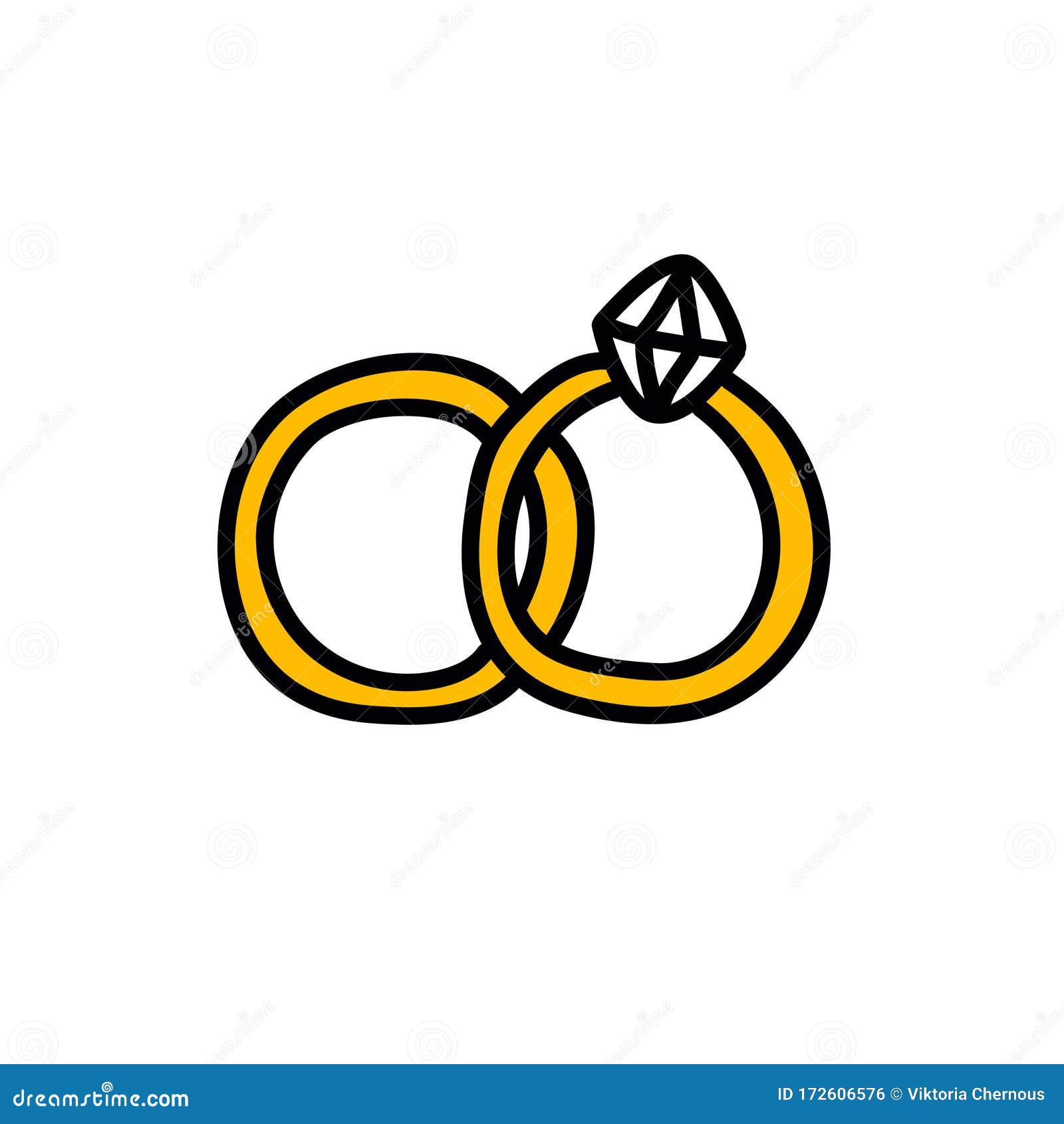 Wedding Rings Doodle Icon, Vector Illustration Stock Illustration ...
