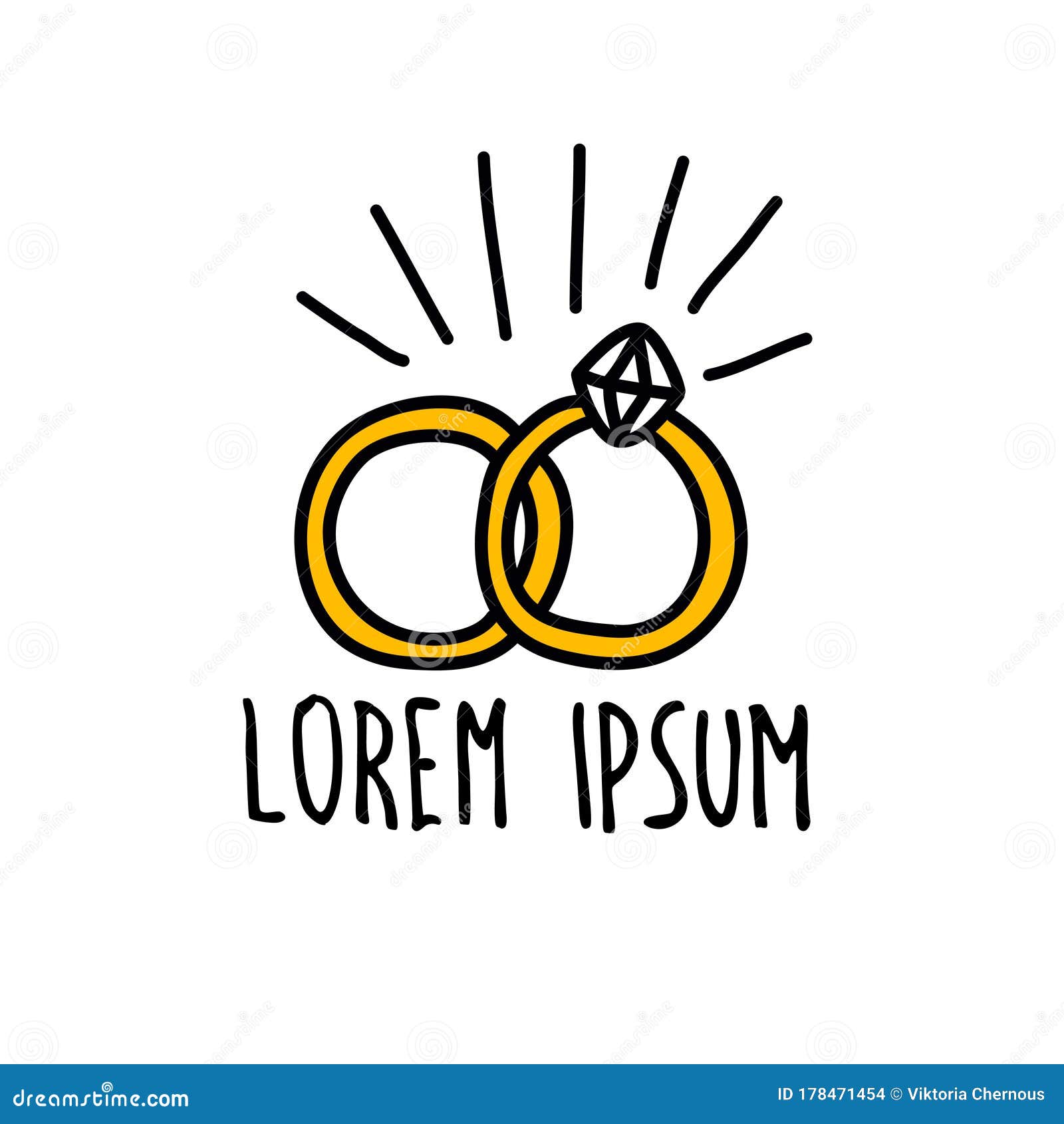 Wedding Rings Doodle Icon, Vector Illustration Stock Illustration ...