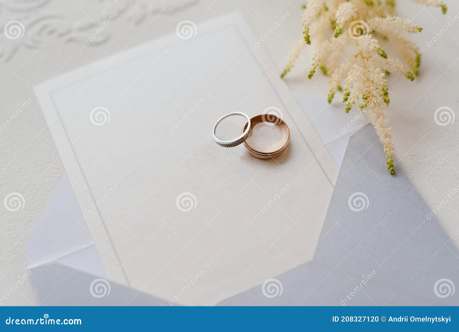 Wedding Rings with a Gray Wedding Decoration Stock Photo - Image of ...