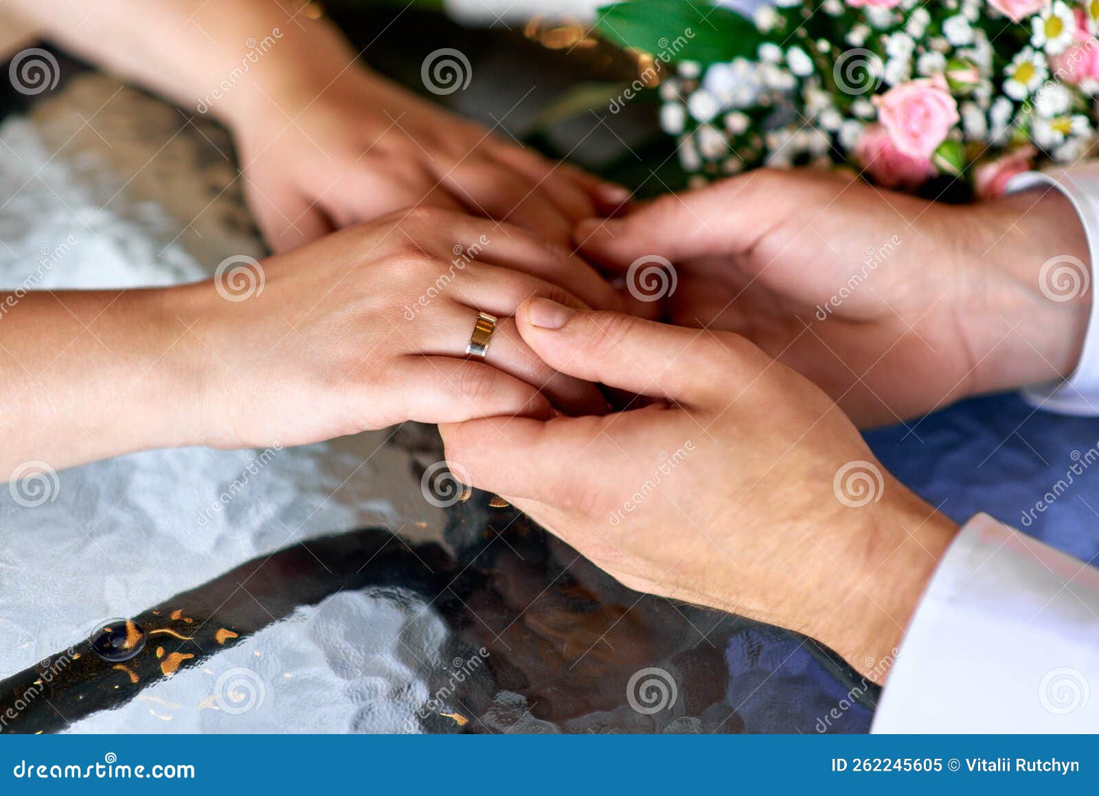 Wedding rings on hands stock image. Image of groom, husband - 262245605