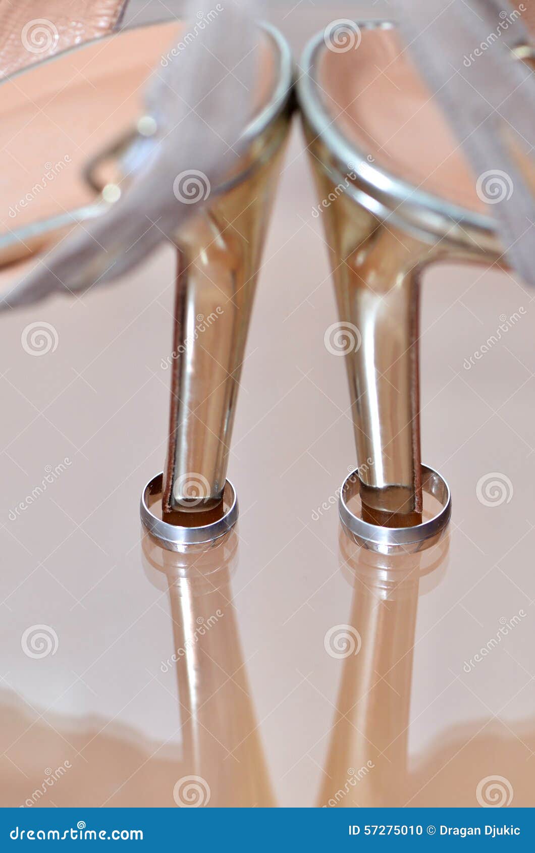 Wedding Rings with High Heels Stock Photo - Image of ribbon, still ...