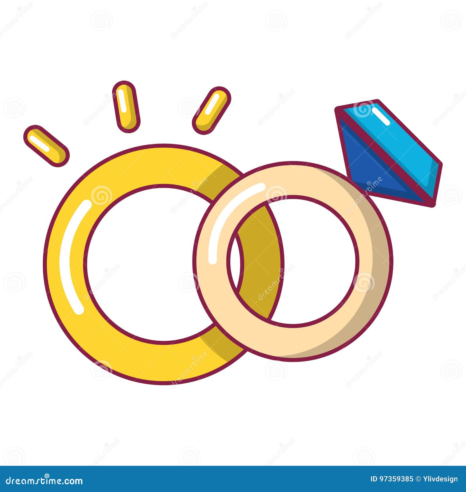 Wedding Rings Icon, Cartoon Style Stock Vector - Illustration of icon ...