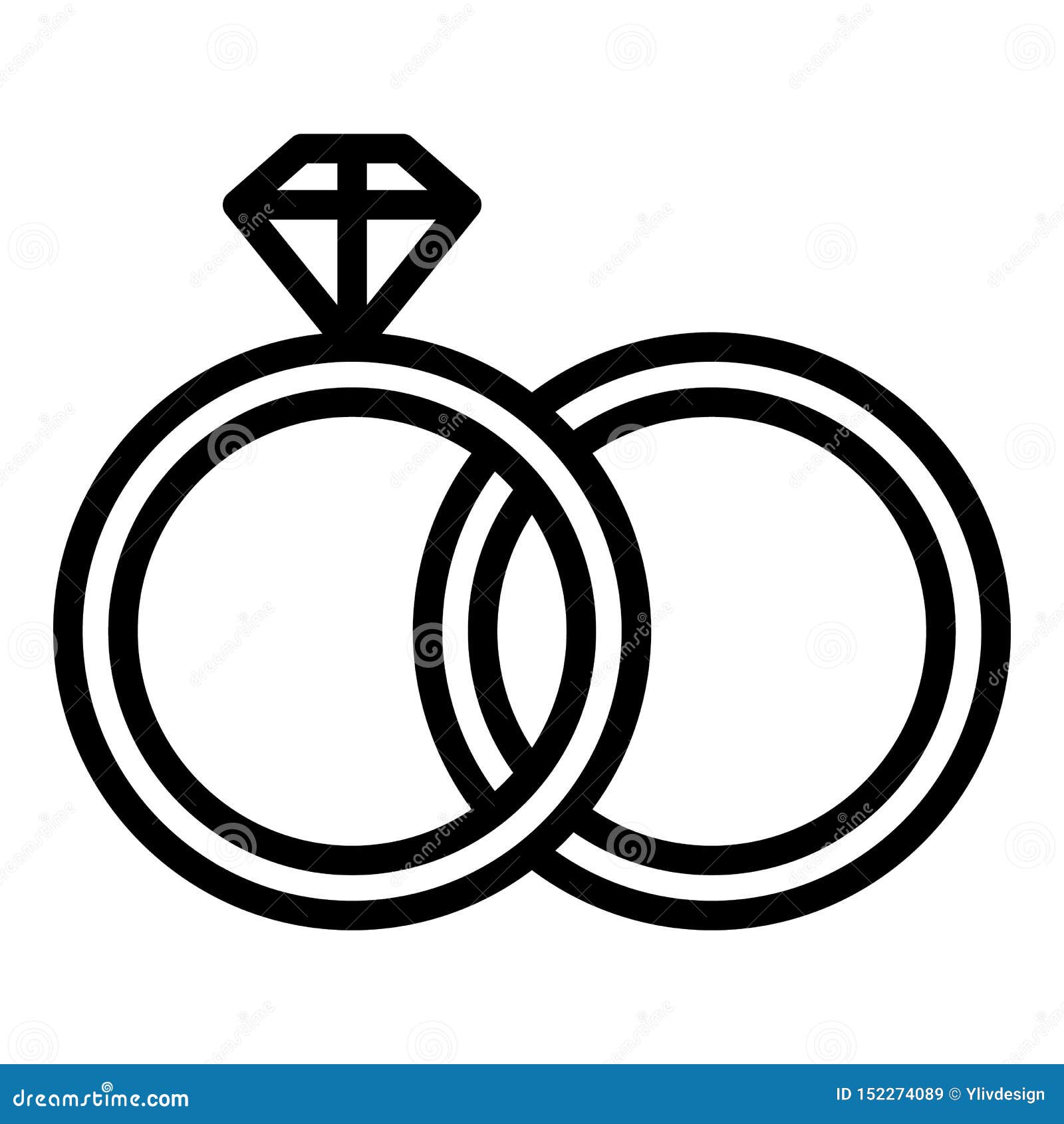 Wedding Rings Icon, Outline Style Stock Vector - Illustration of ...