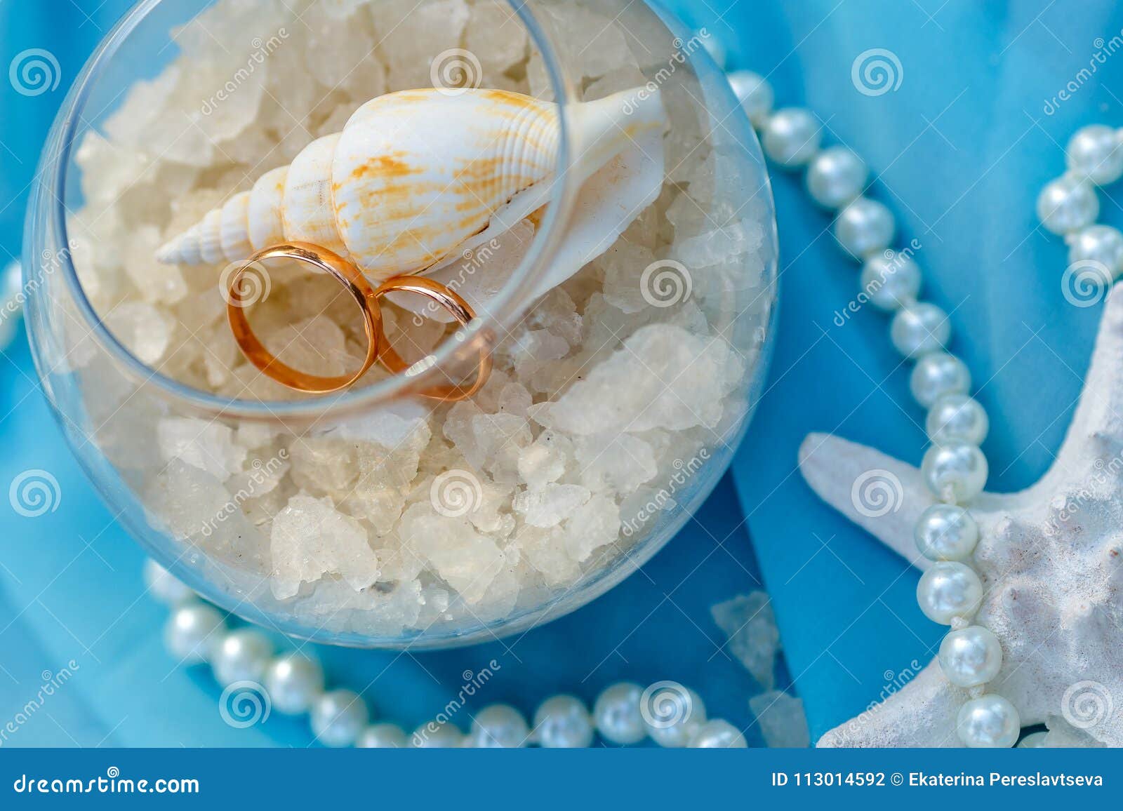 Wedding Rings, Nautical Theme, Starfish and Pearl Stock Photo - Image ...