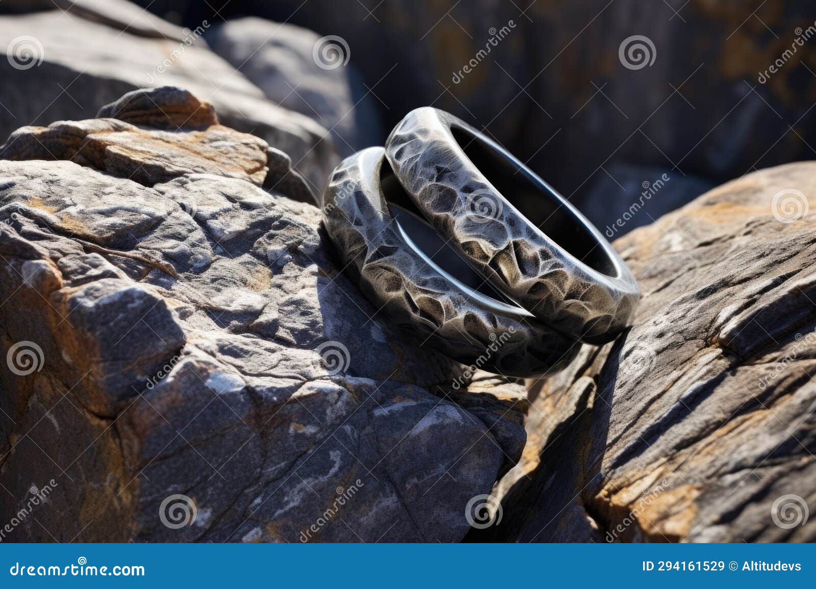 Wedding Rings Nested in a Hollow of a Granite Boulder Stock Image ...