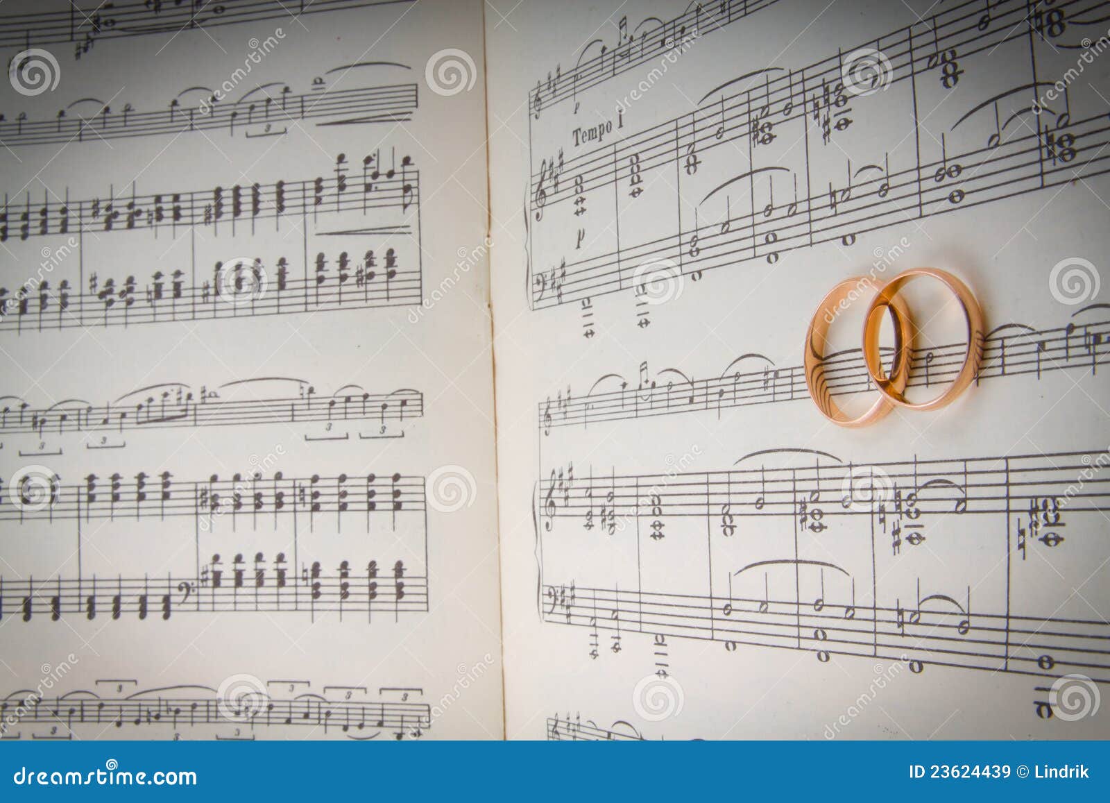 Wedding Rings on the Notes.music Hearts Stock Image - Image of ...
