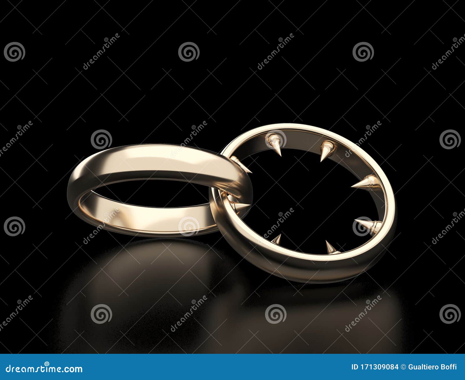 Wedding Rings, One of Them Has Sharp Points Inside Stock Illustration ...