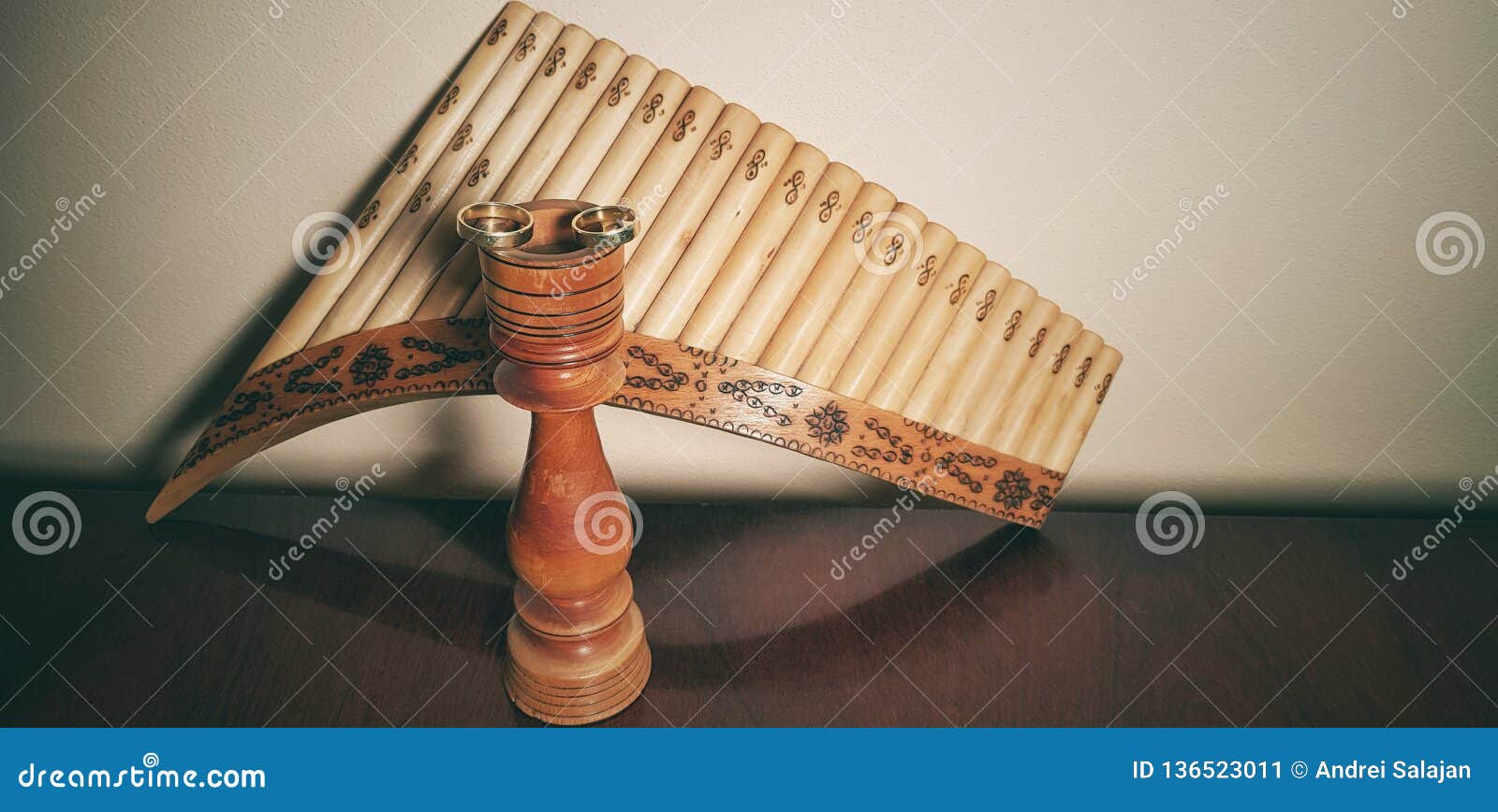Wedding Rings and Pan Flute Stock Image - Image of wood, wedding: 136523011