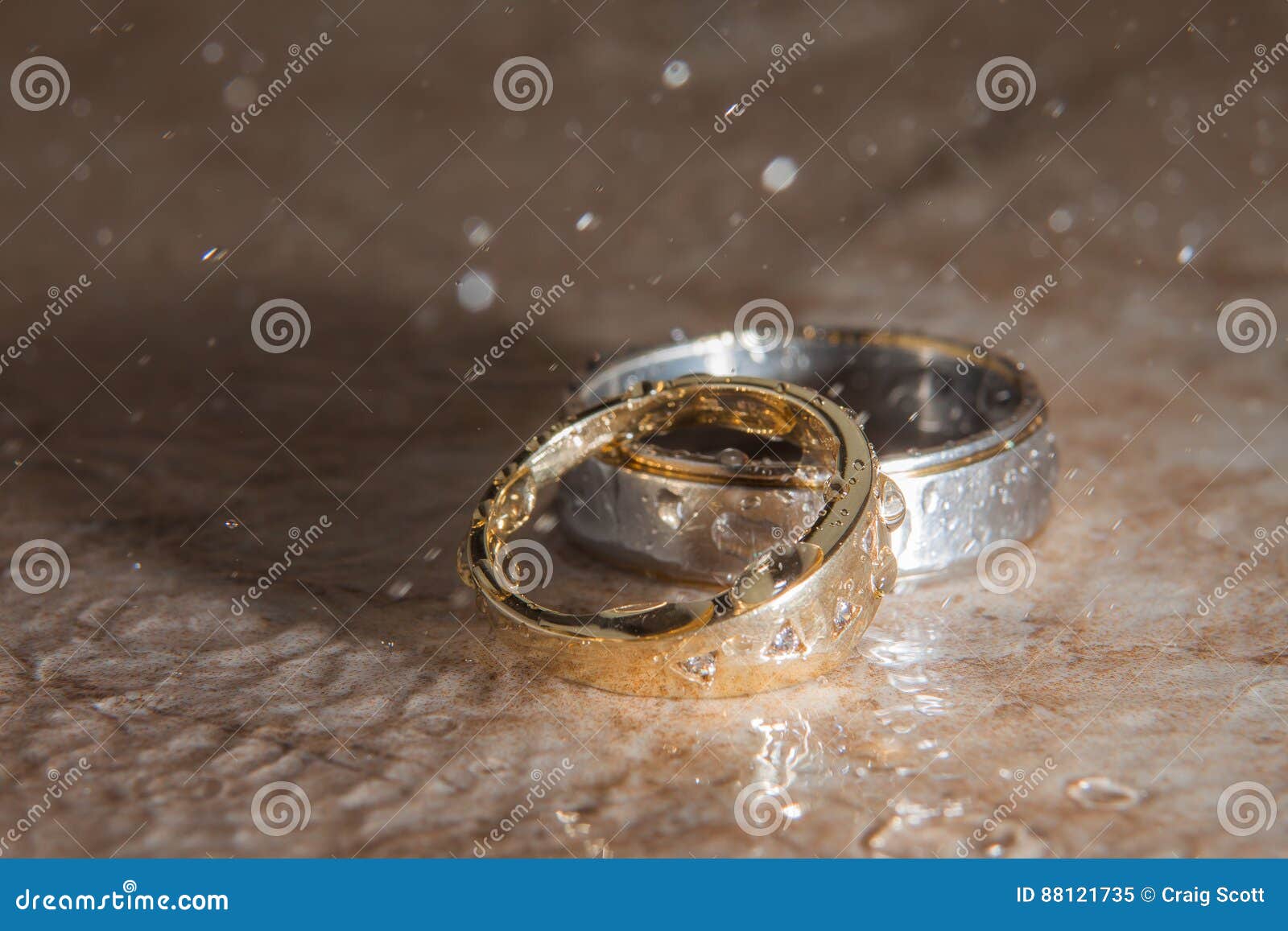 Wedding rings in the rain stock image. Image of eternity - 88121735