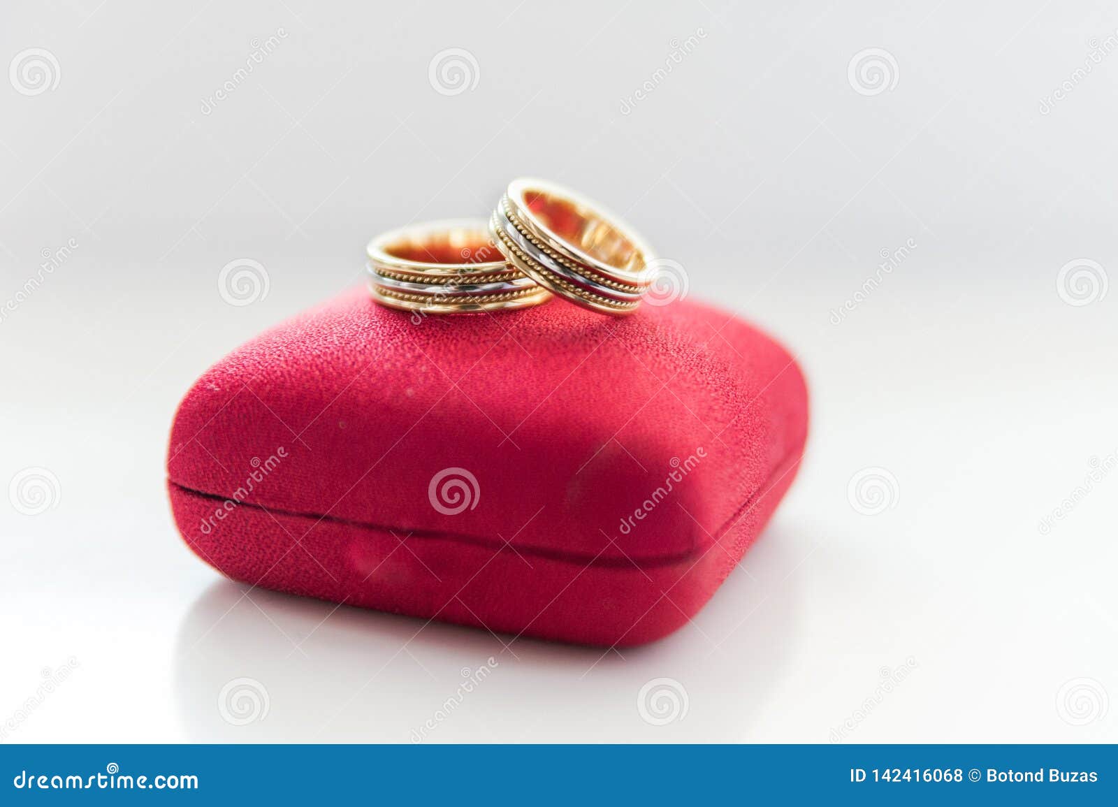 Wedding Rings on a Red Wedding Rings Box Stock Photo - Image of color ...