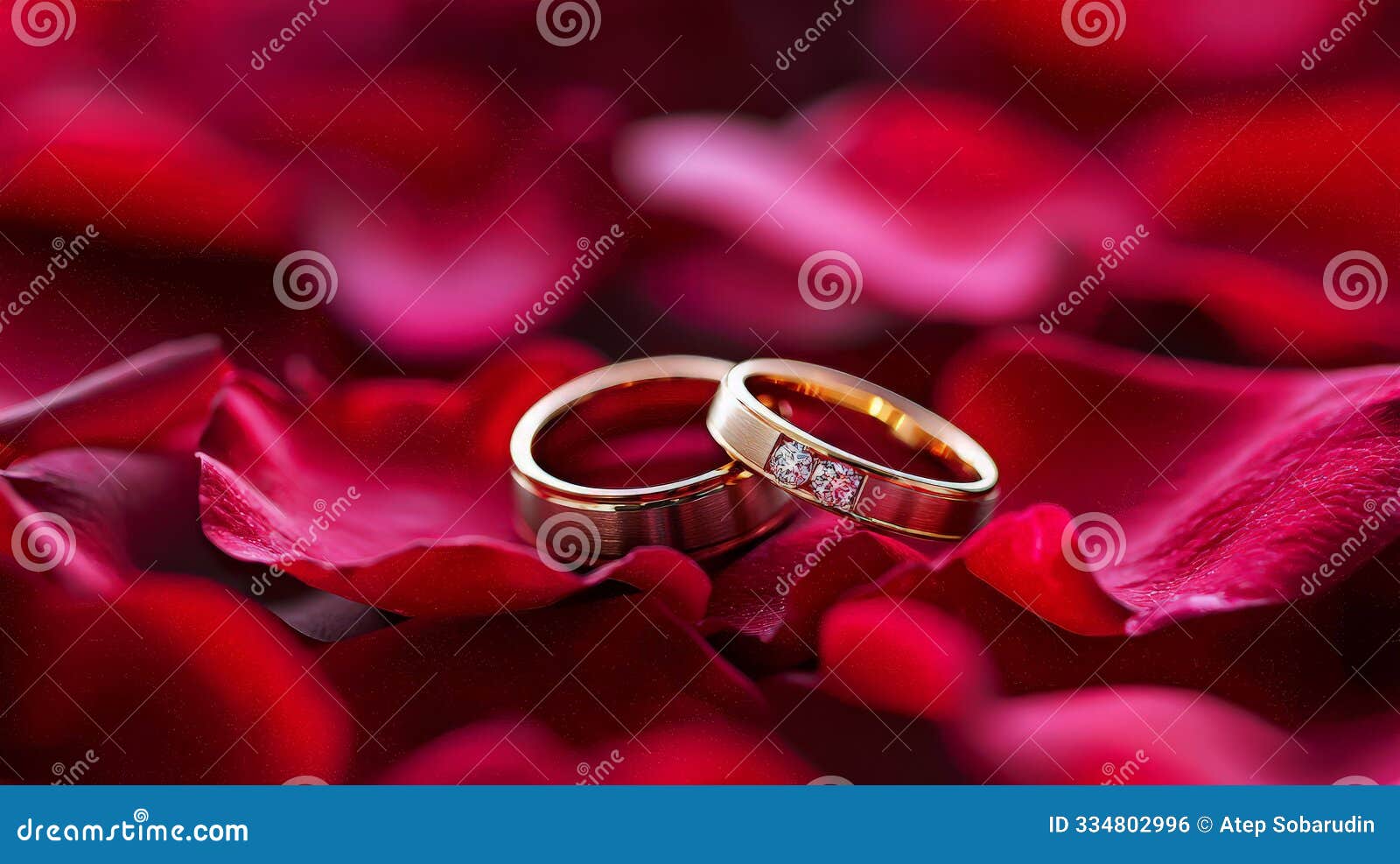 Wedding Rings on Red Rose Petals Stock Photo - Image of forever, ring ...