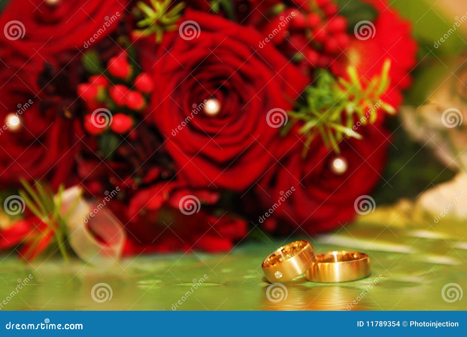Wedding Rings and Red Roses Stock Photo - Image of christmas ...
