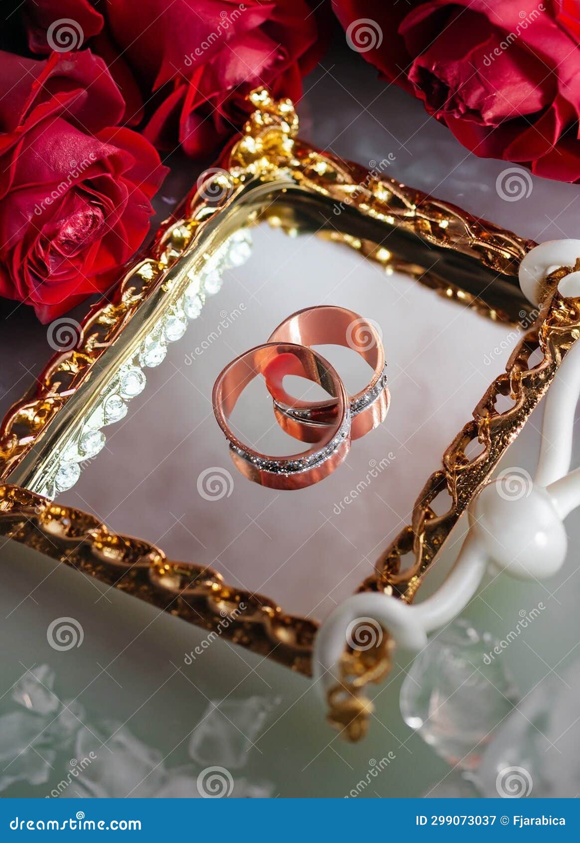 Wedding Rings with Red Roses Stock Illustration - Illustration of ring ...