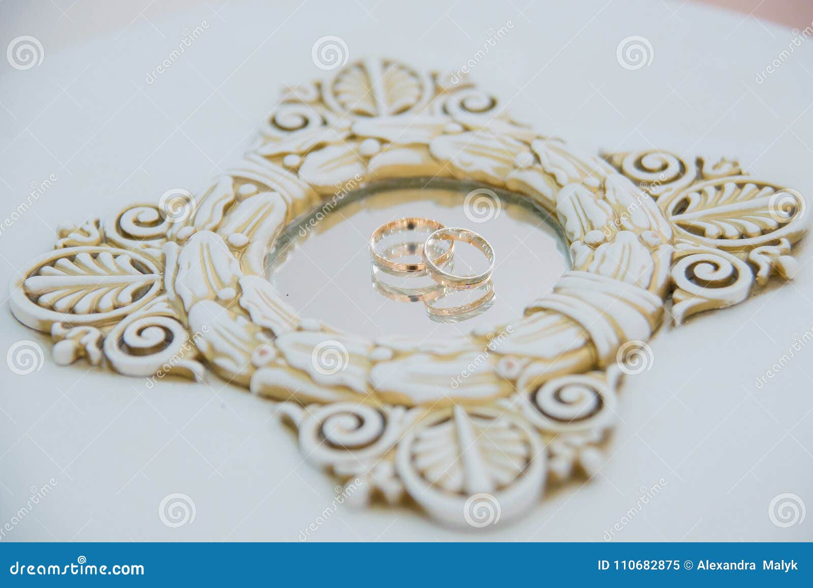 Wedding Rings with Reflection in Mirror Stock Image - Image of ...