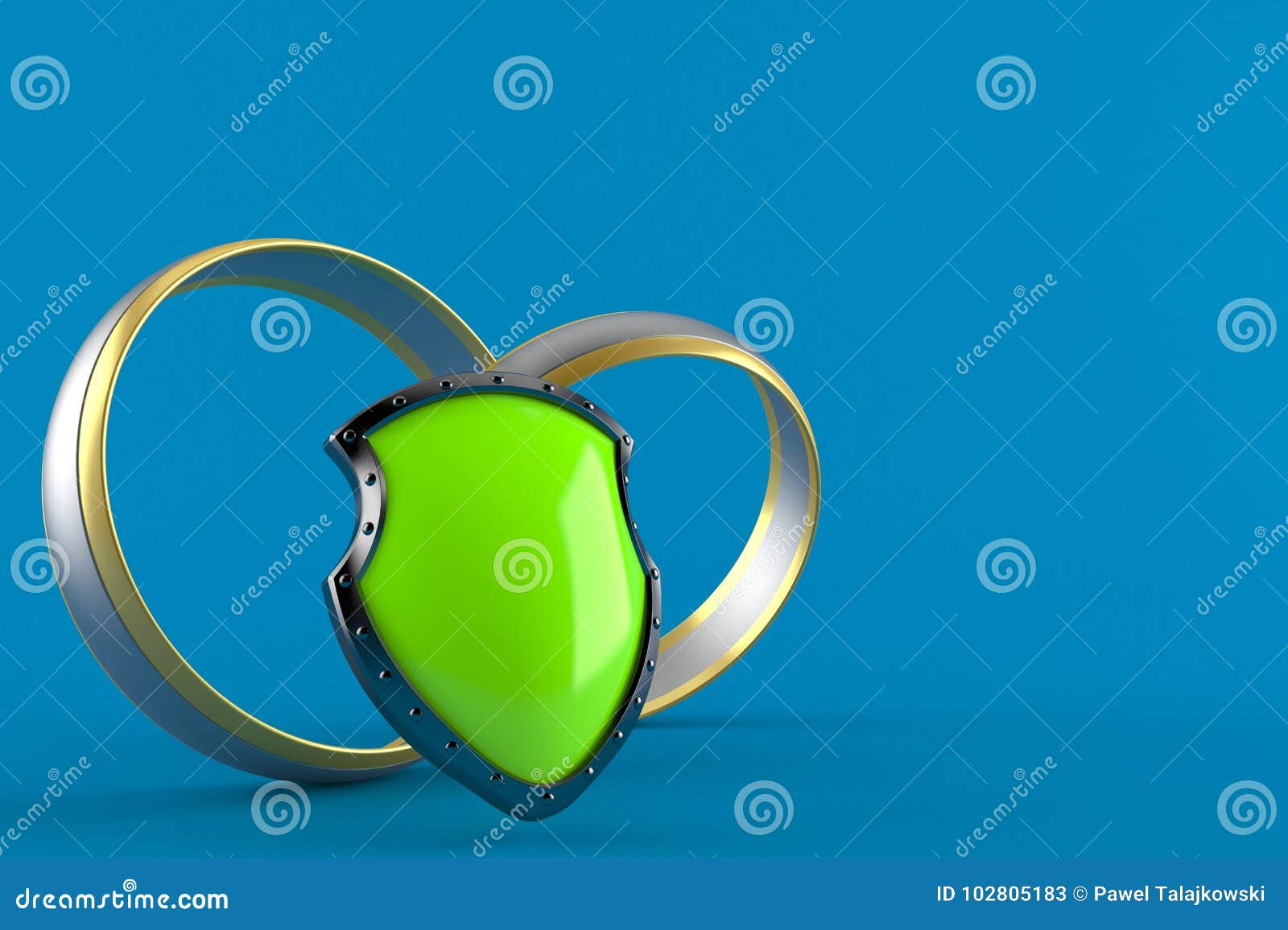 Wedding rings with shield stock illustration. Illustration of defensive ...