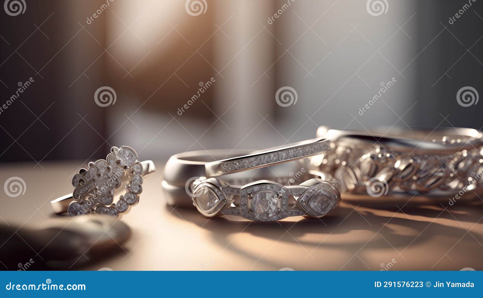 Wedding Rings on the Table in the Sunlight. Jewelry Background Stock ...