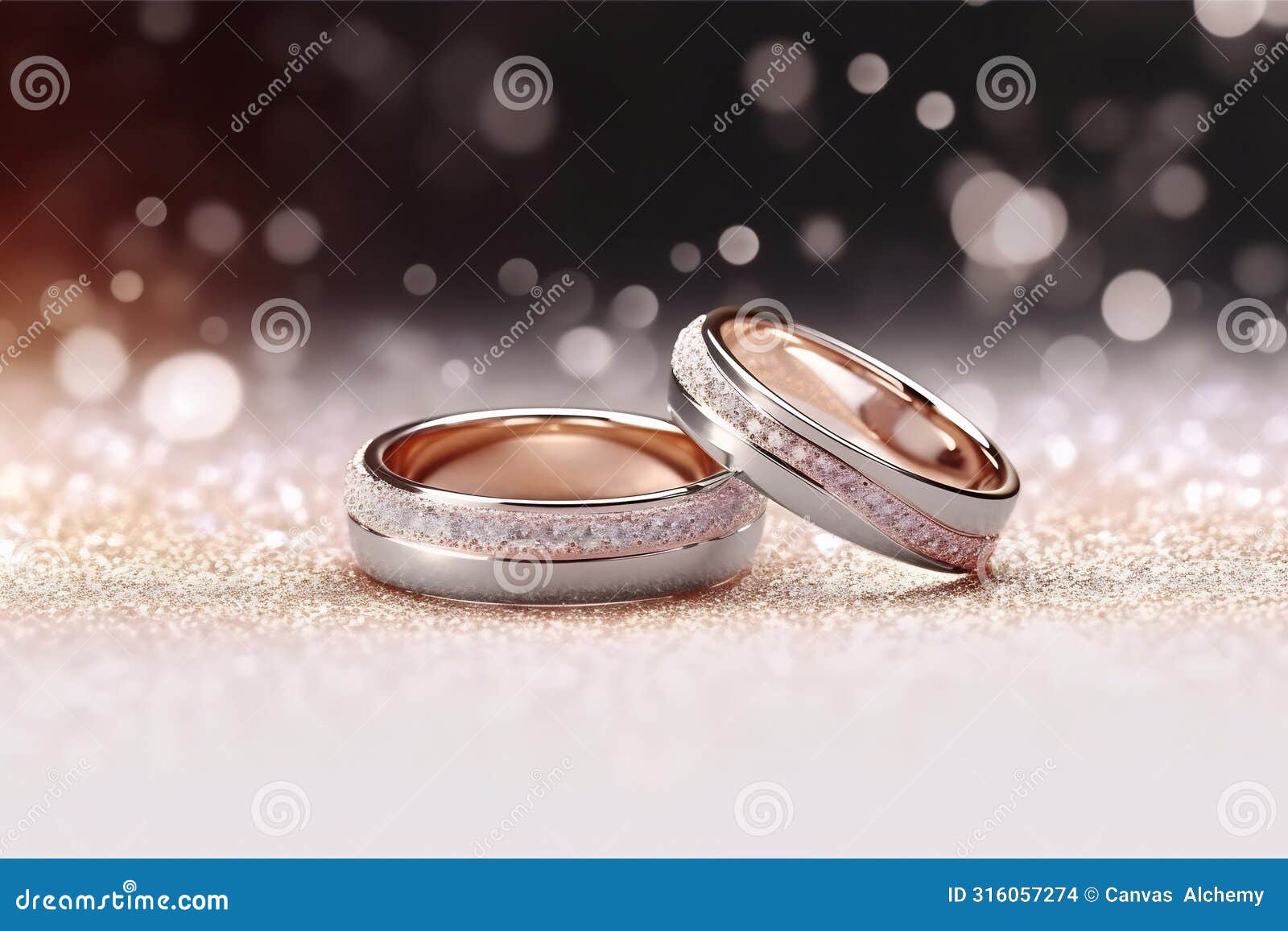 Wedding rings on a table stock photo. Image of bands - 316057274
