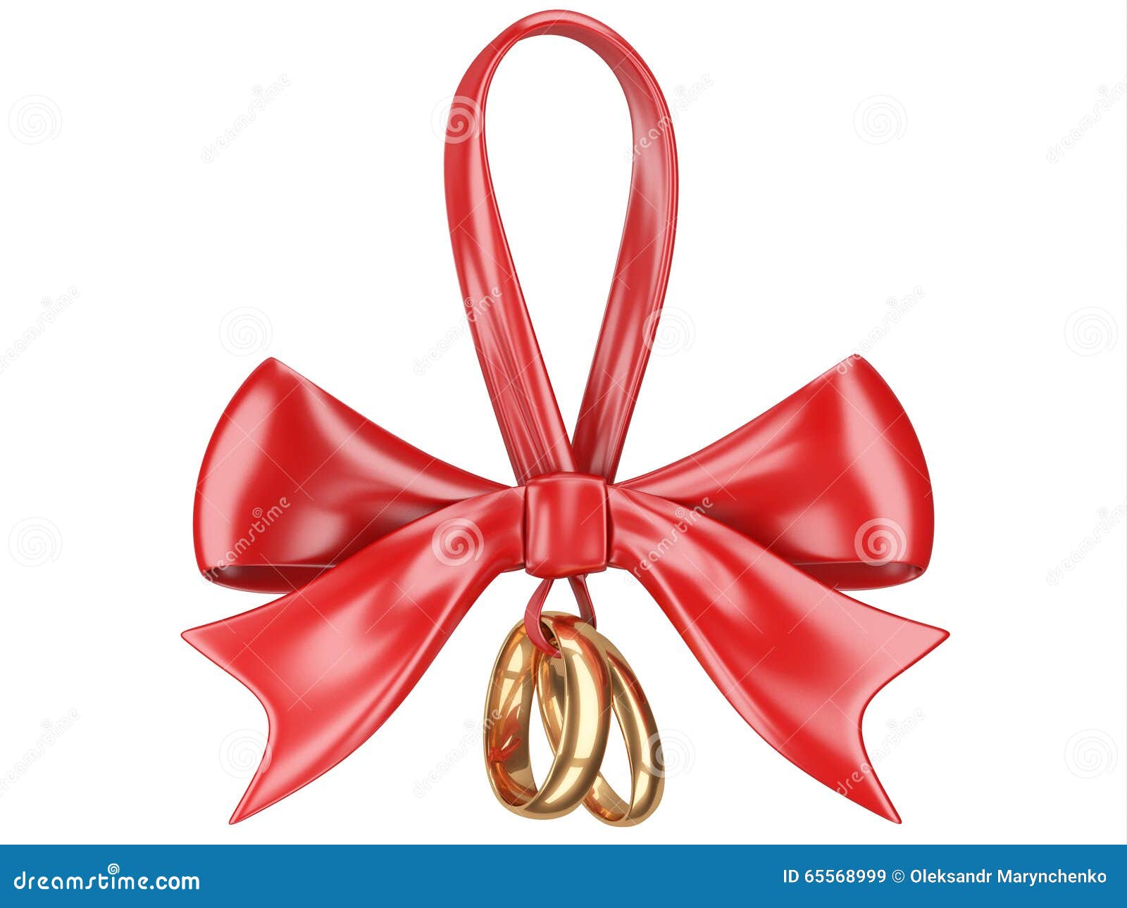 Wedding Rings Tied with Ribbon and Red Bow. Stock Illustration ...