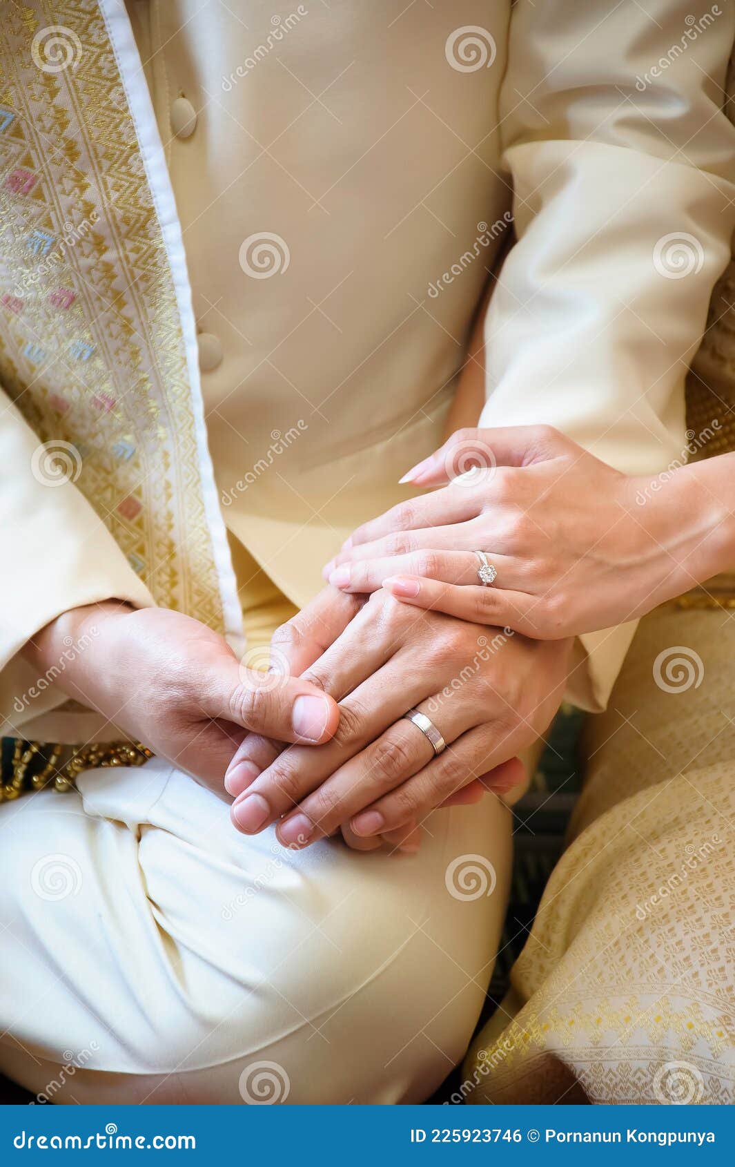 Wedding Rings Together in Hands Stock Photo - Image of garland, pouring ...