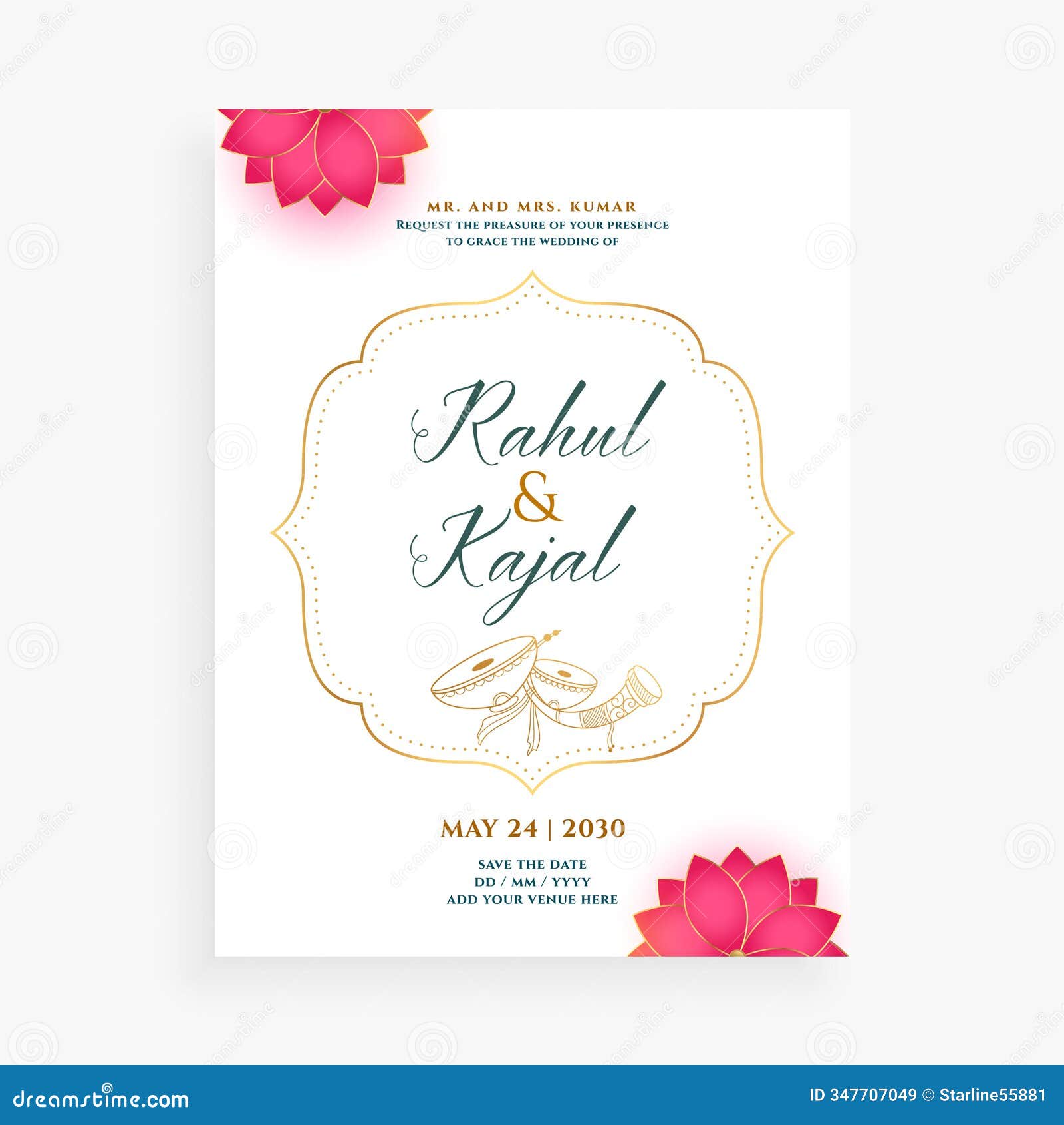 Wedding or Sagai with Stylish Invitation Card Poster Design Stock ...