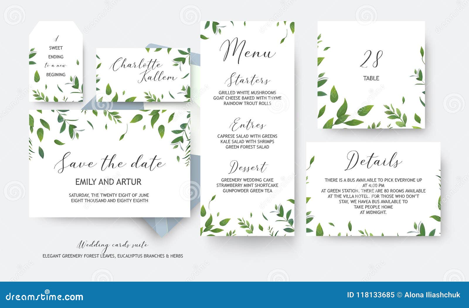 Wedding Save the Date, Menu, Label, Table Number, Info Cards Vector ...
