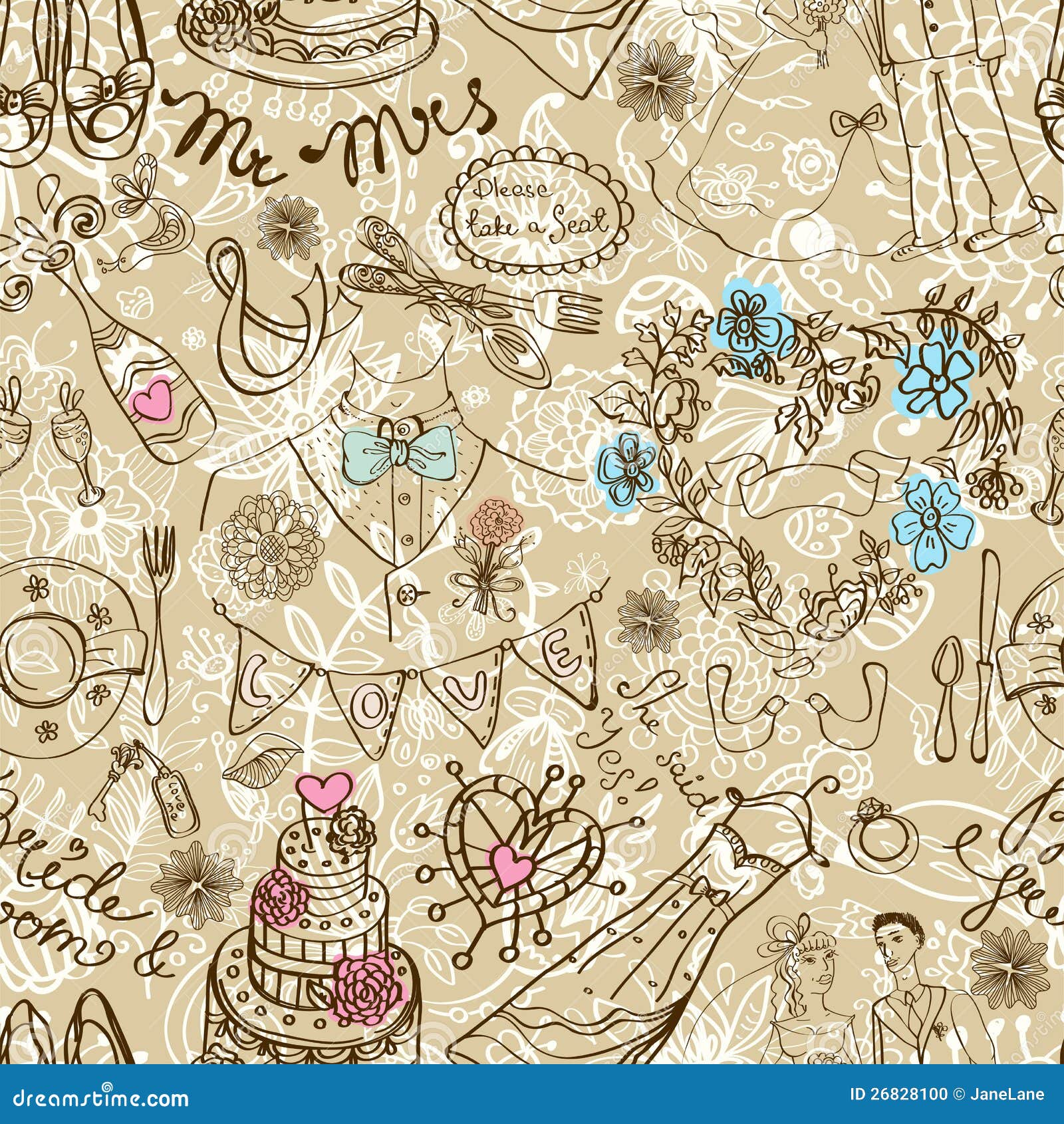 Wedding seamless pattern stock illustration. Illustration of ...