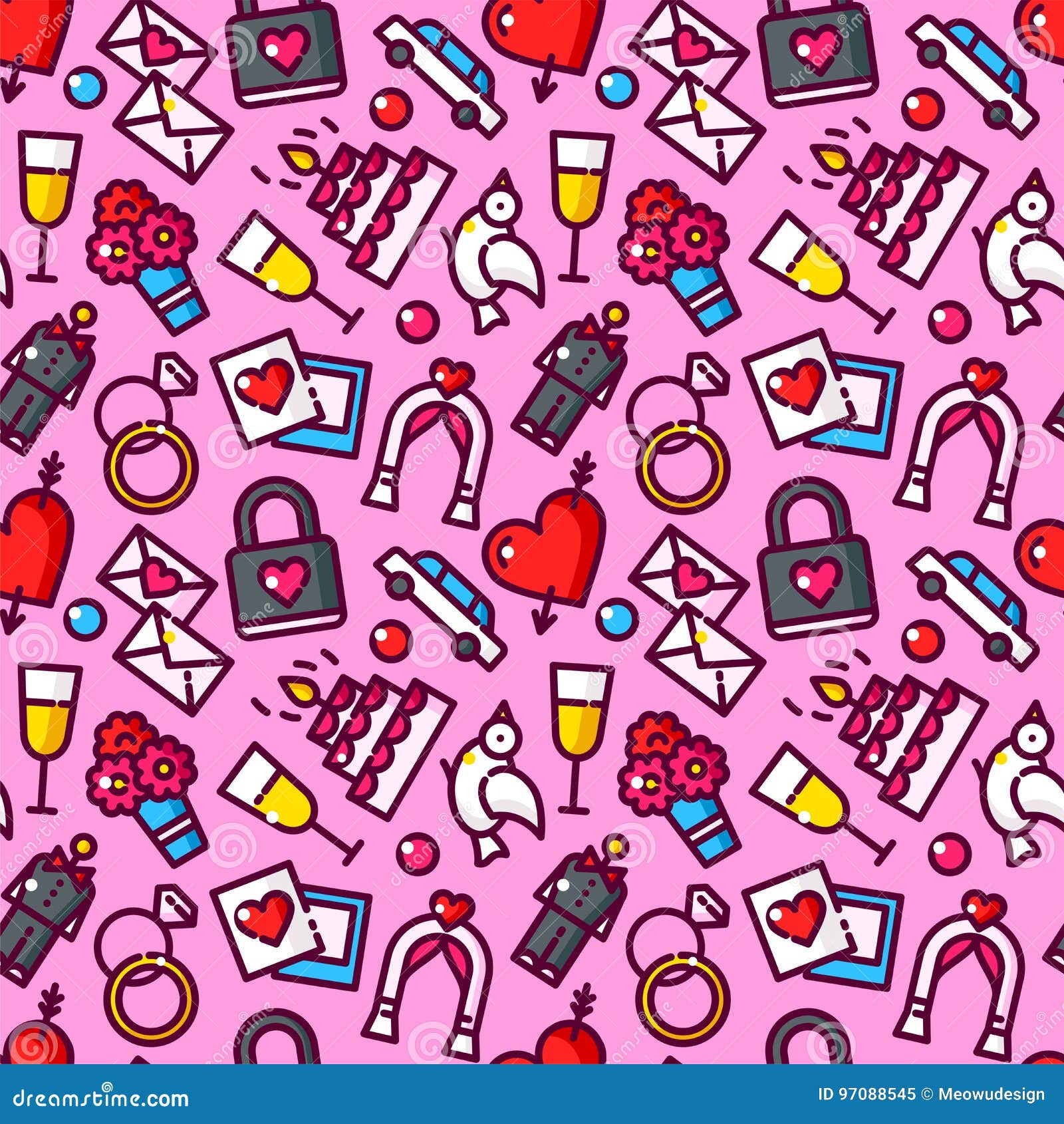 Wedding Seamless Pattern Vector Illustration Stock Vector ...