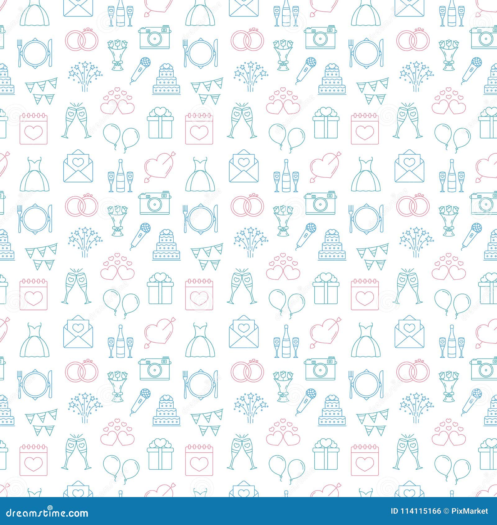 Wedding Seamless Pattern stock vector. Illustration of bride - 114115166