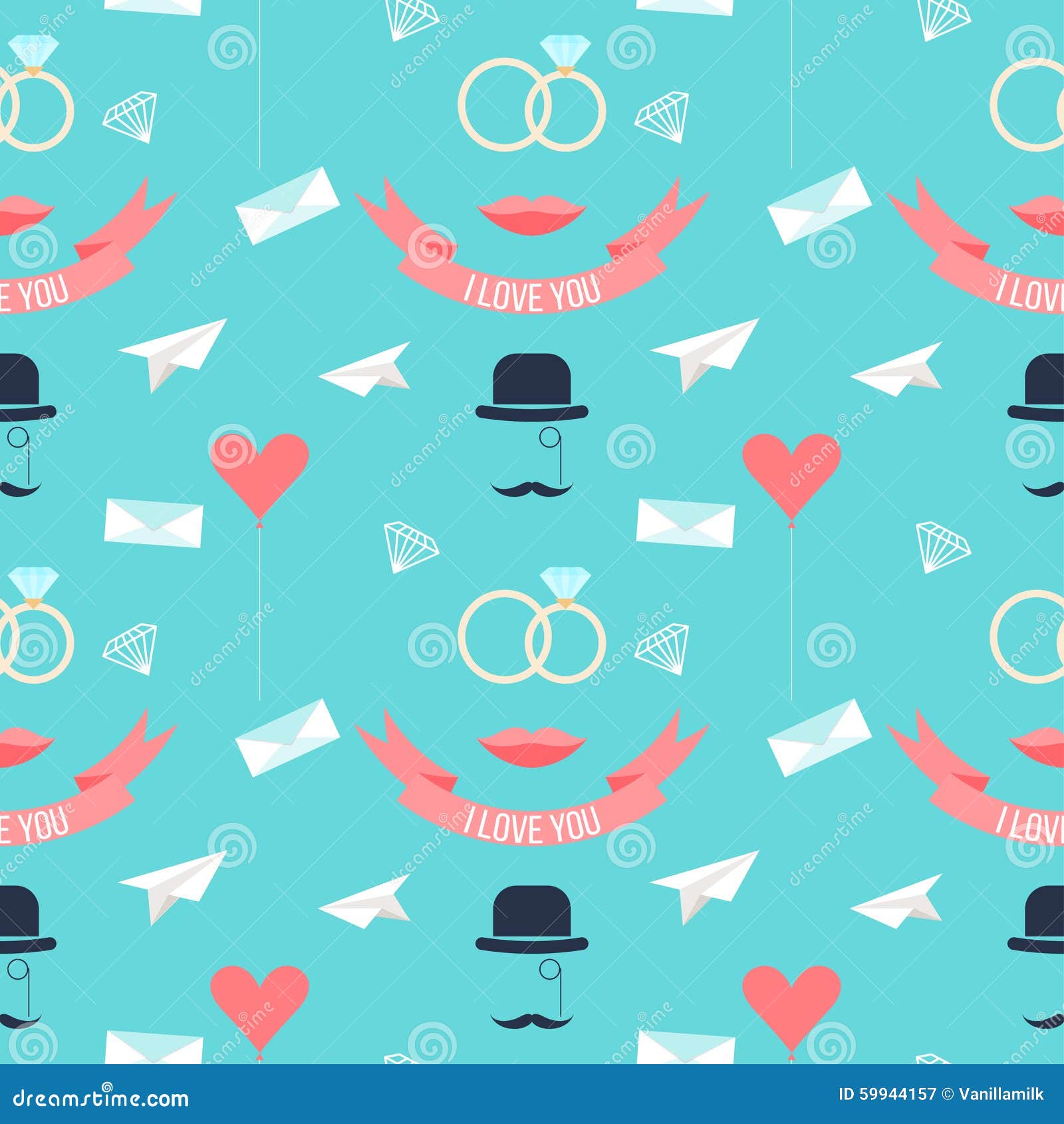 Wedding Seamless Romantic Decorative Pattern Background Stock Vector ...