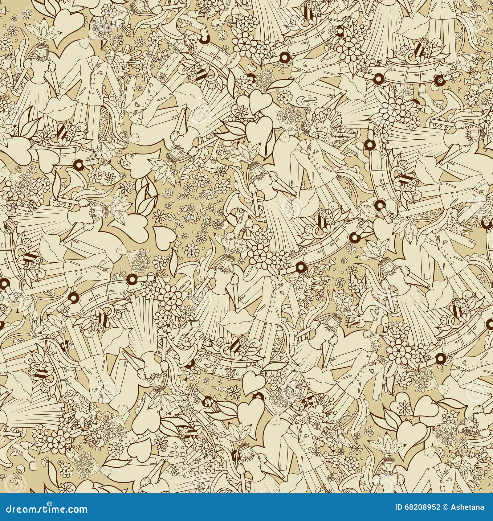 Wedding seamless texture. stock vector. Illustration of flower - 68208952