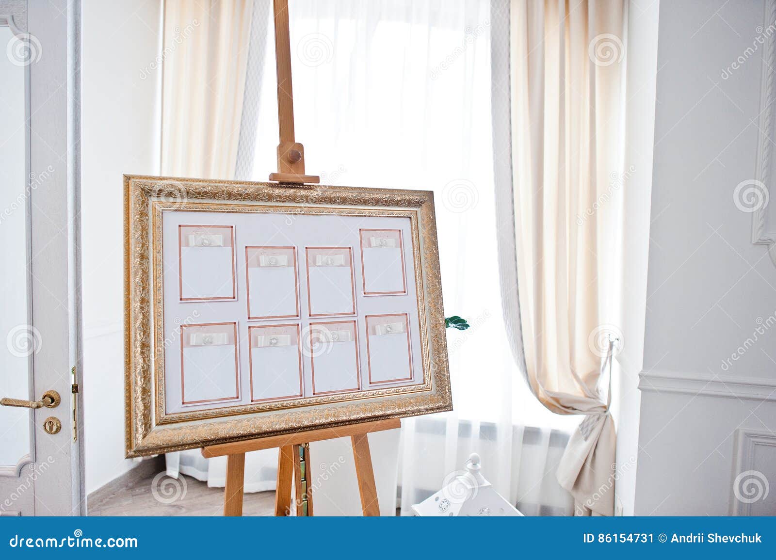 Wedding Seating Chart on the Easel at Light Restaurant. Stock Image ...