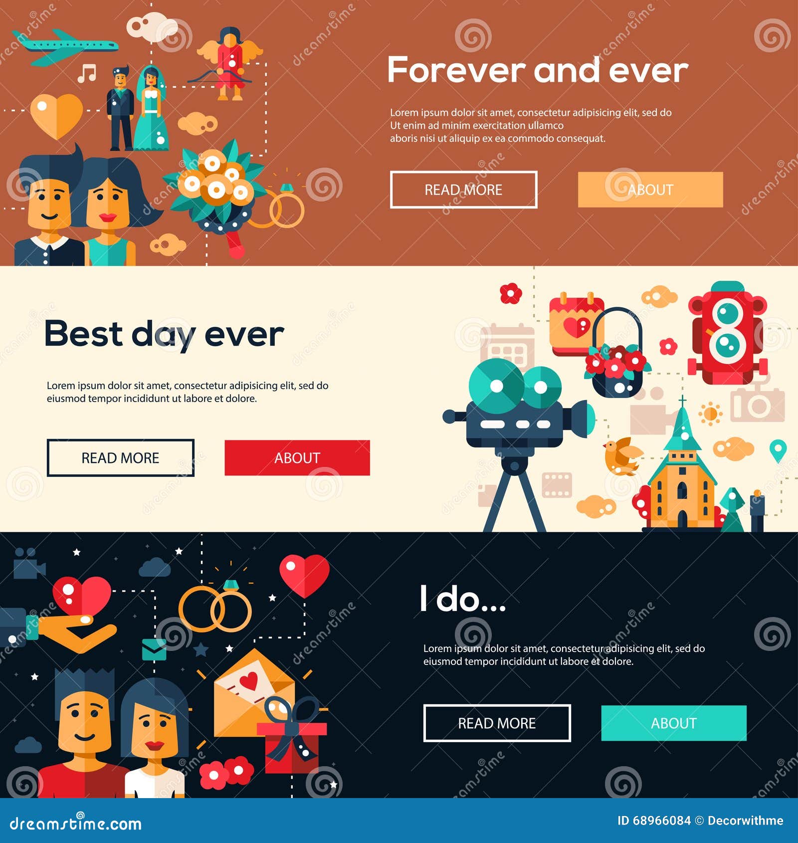 Wedding Services Website Header Banner, Headers Set Stock Vector ...