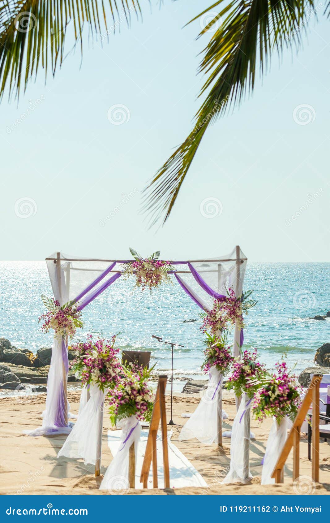 Wedding Set Up on the Beach. Stock Photo - Image of pillar, closeup ...
