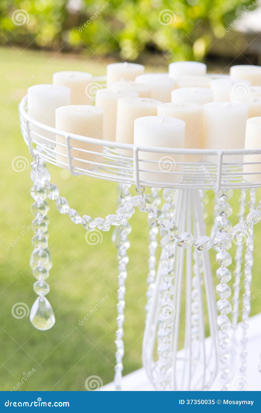 Wedding Set Up in Garden Inside Beach,candle and Candlestick Stock ...