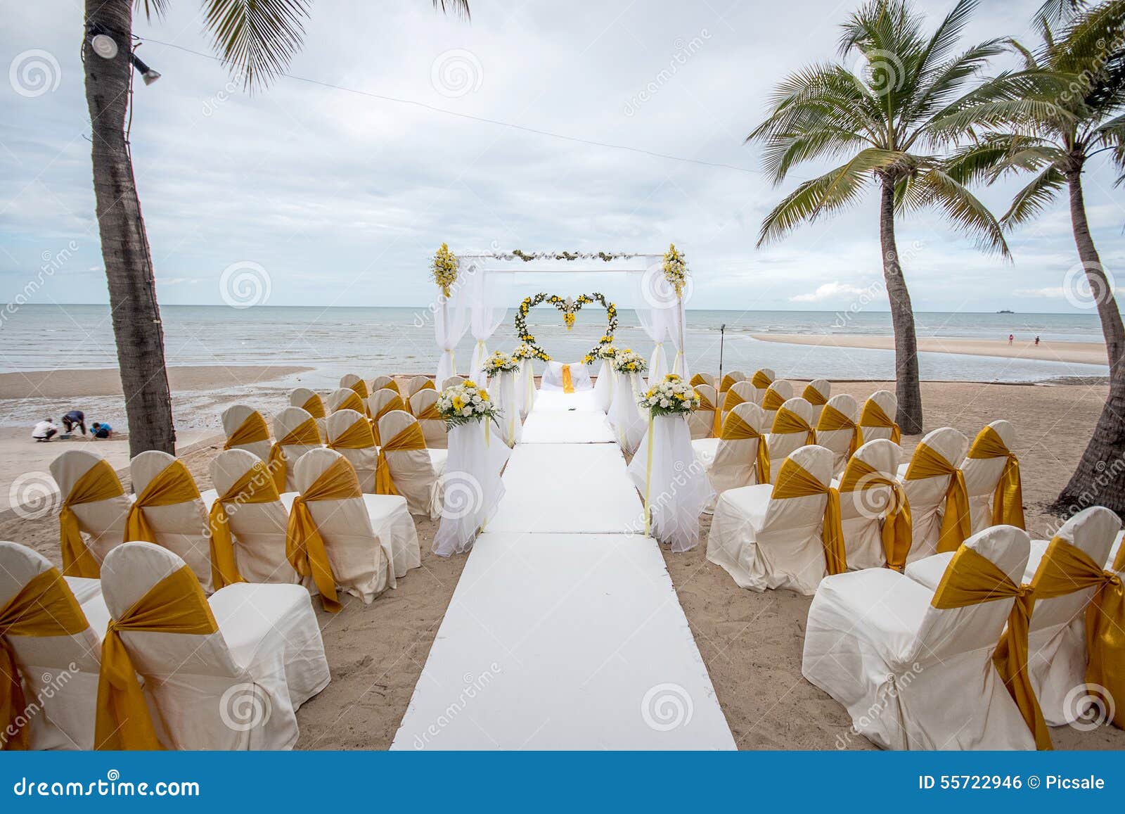 Wedding Setup And Flowers On Tropical Beach Background Royalty-Free ...