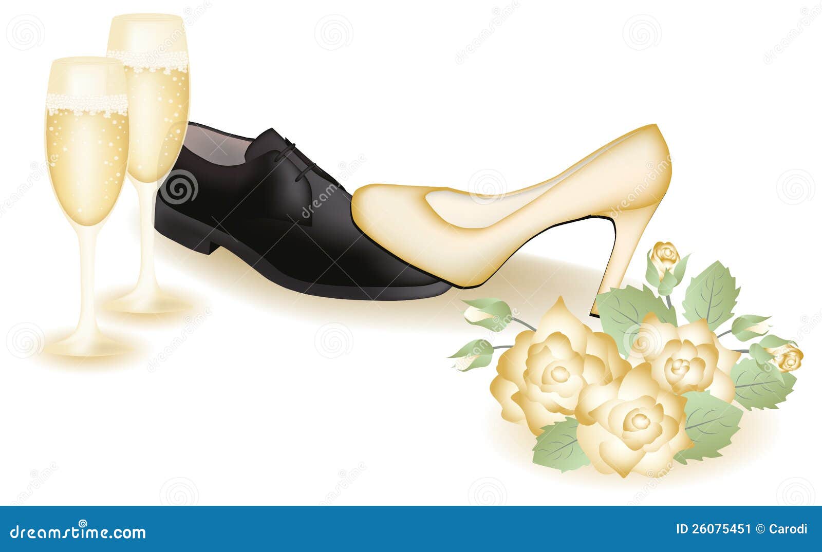 Wedding Shoes and Champagne Stock Vector - Illustration of bride ...