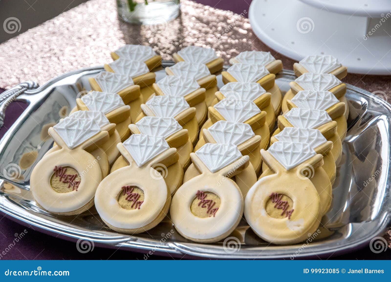 Wedding Shower Ring Diamond Dessert Cookie on Tray Stock Image - Image ...