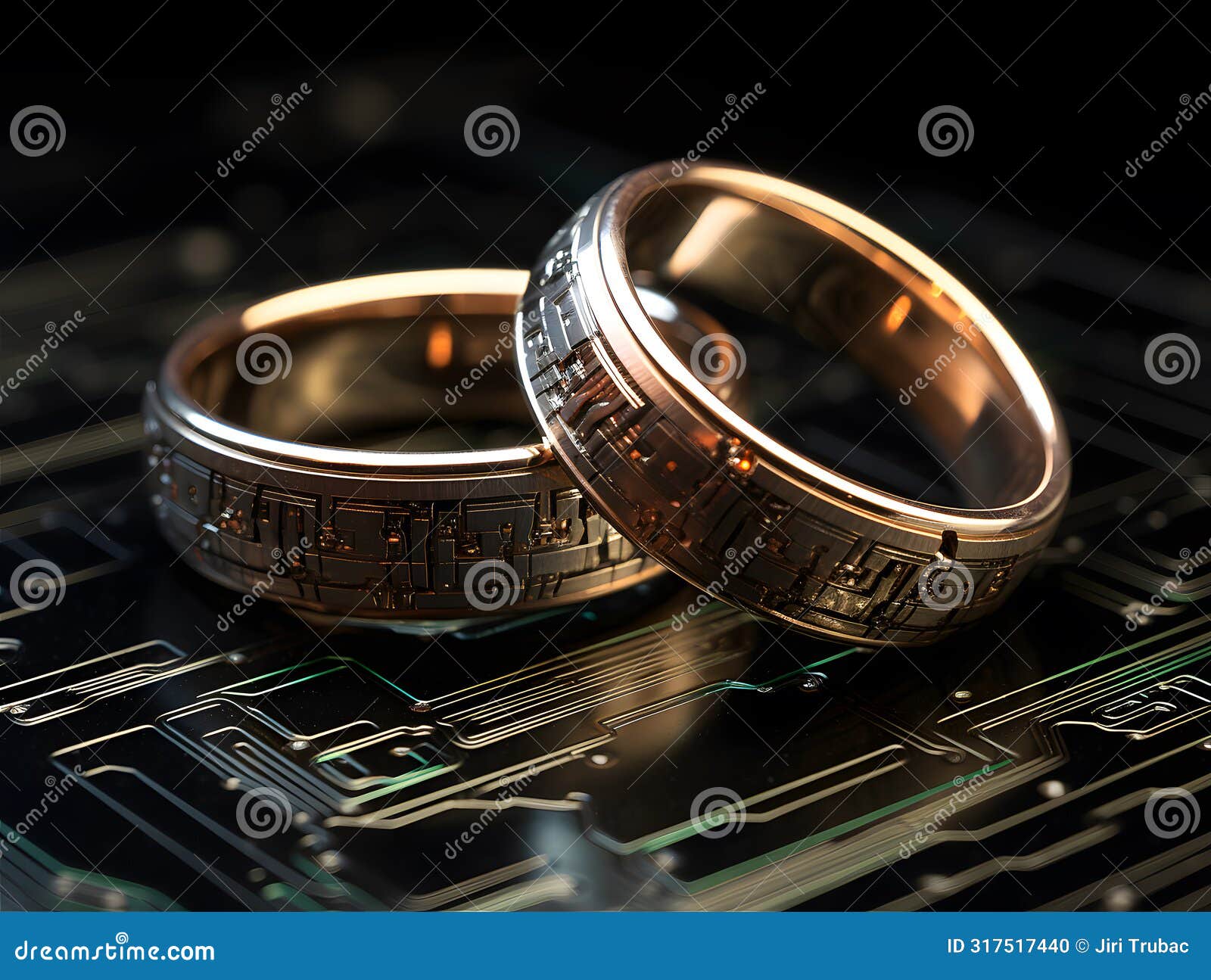 Wedding Smart Rings Placed on an Electronic Board Stock Photo - Image ...