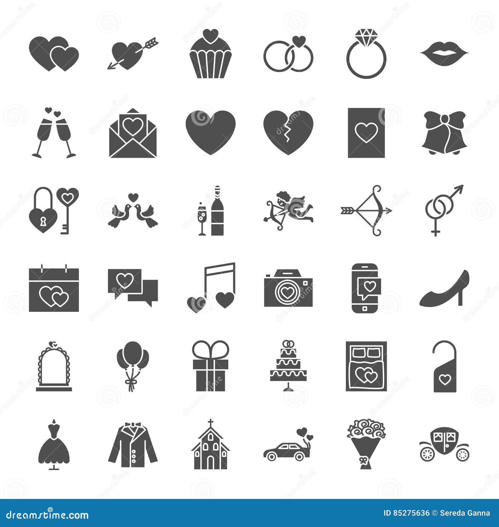 Wedding Solid Web Icons stock vector. Illustration of holiday - 85275636