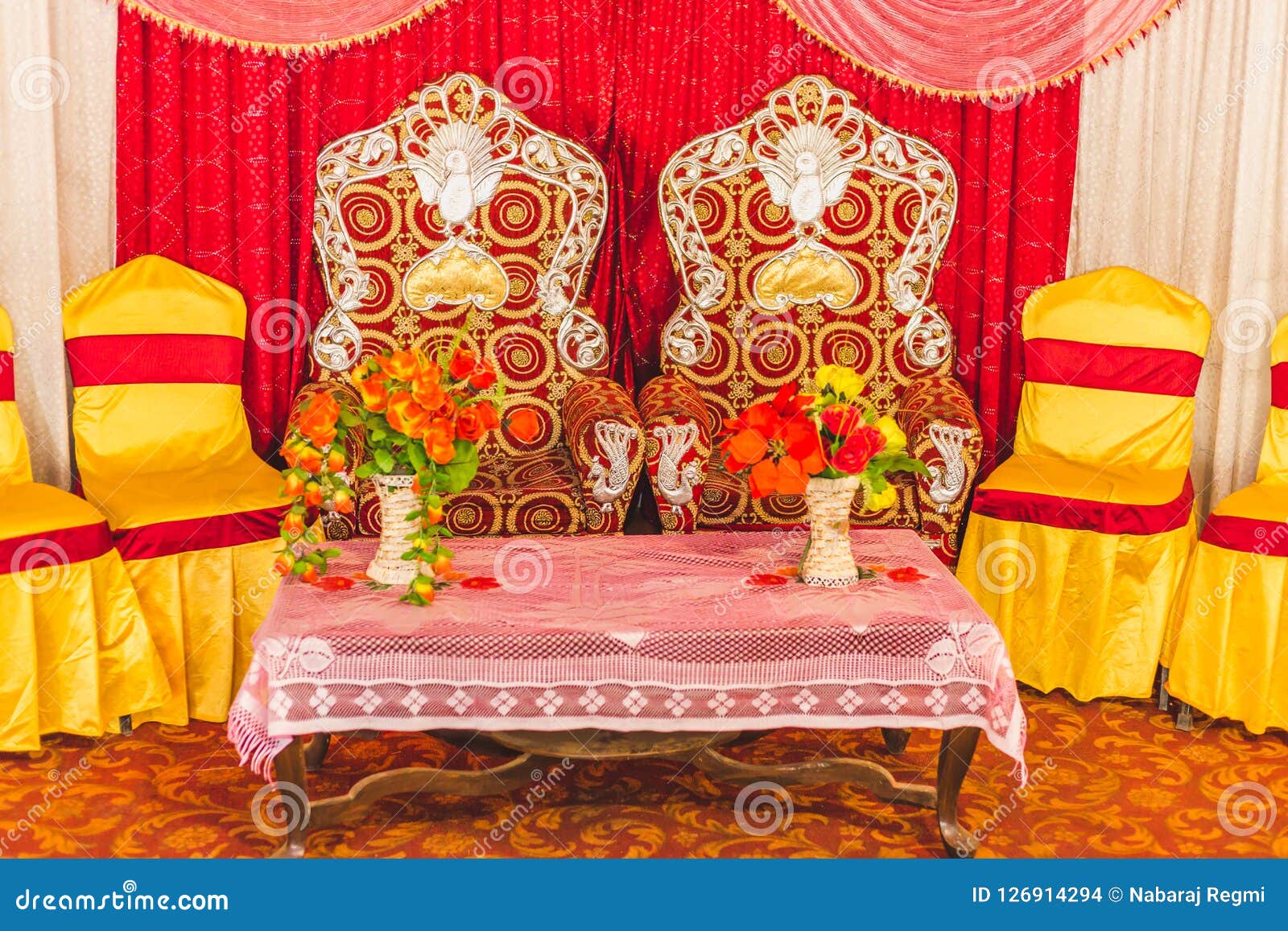 Wedding Stage with Normal Decorations Stock Photo - Image of flower ...
