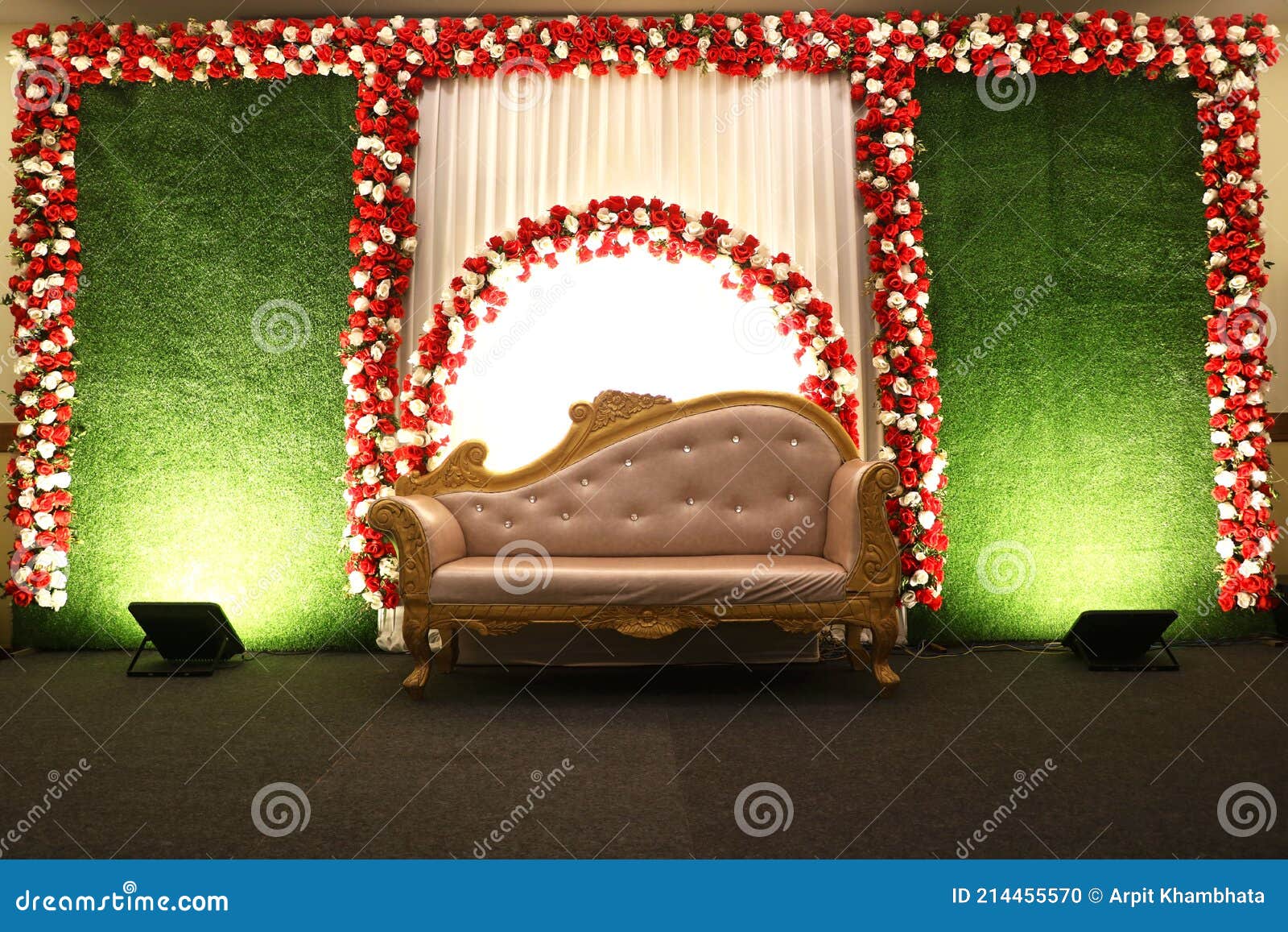 Wedding stage decoration stock photo. Image of modern - 214455570