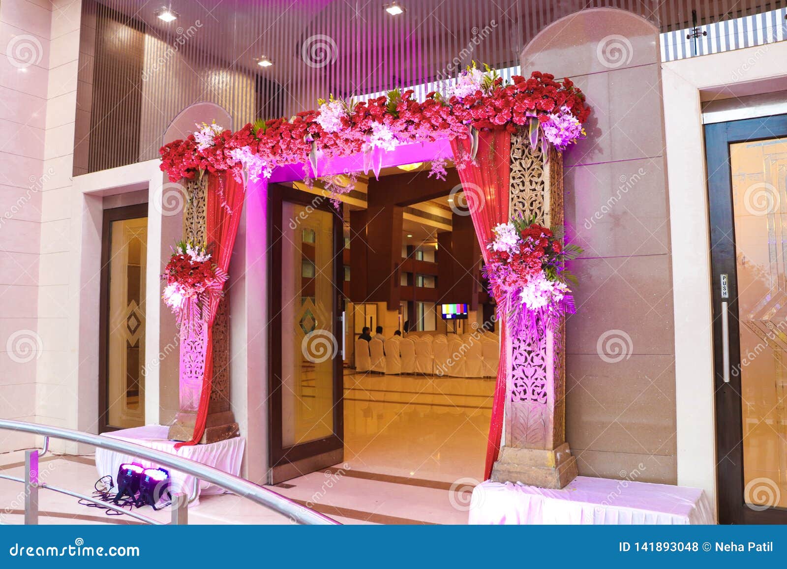 Wedding Stage of Flowers Disign Stock Photo - Image of leaf, colorful ...