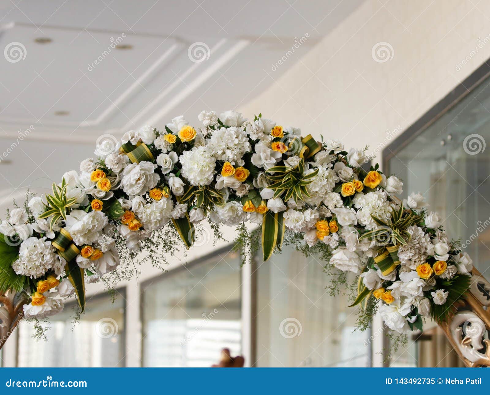 Wedding Stage of Flowers Disign Stock Image - Image of indoor, bright ...