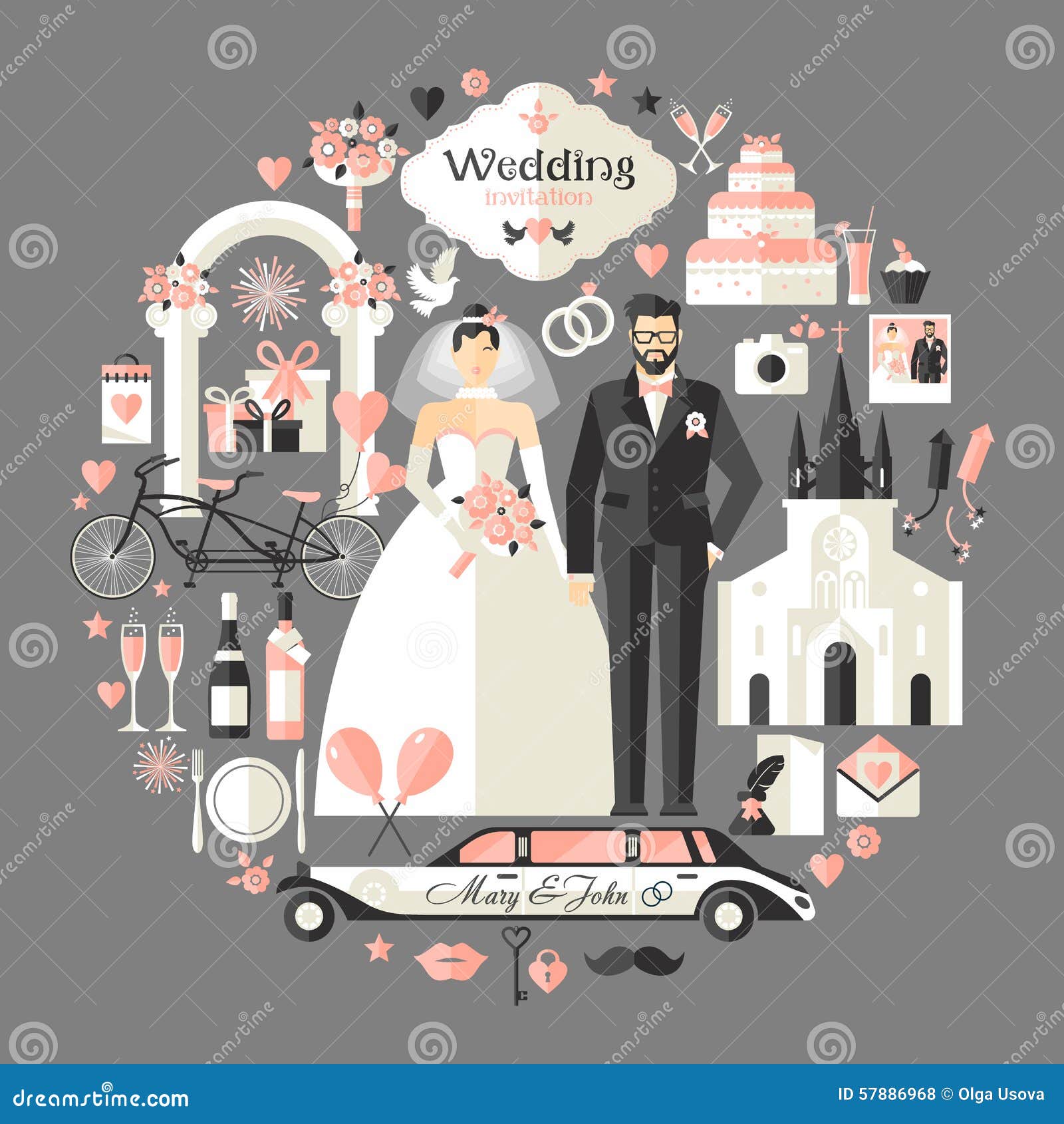 Wedding symbols set. stock vector. Illustration of boot - 57886968