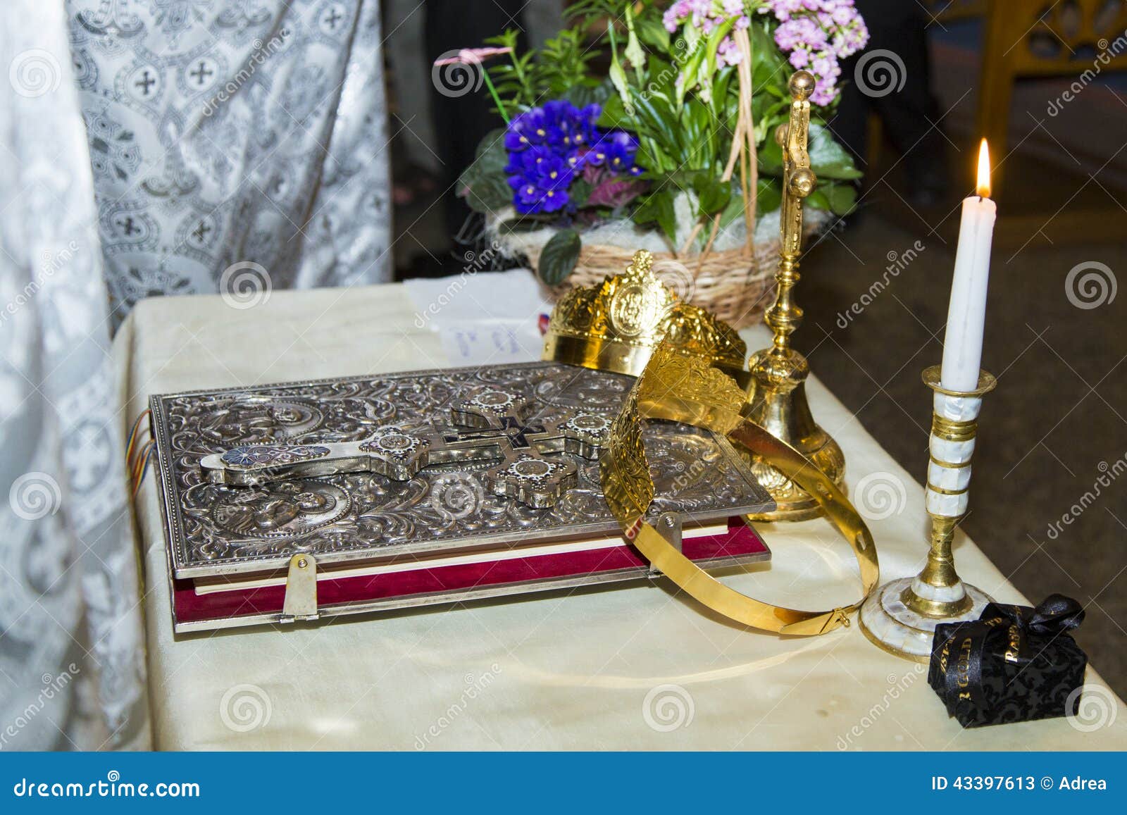 Priest Table Arrange for a Wedding Stock Image - Image of blessing ...