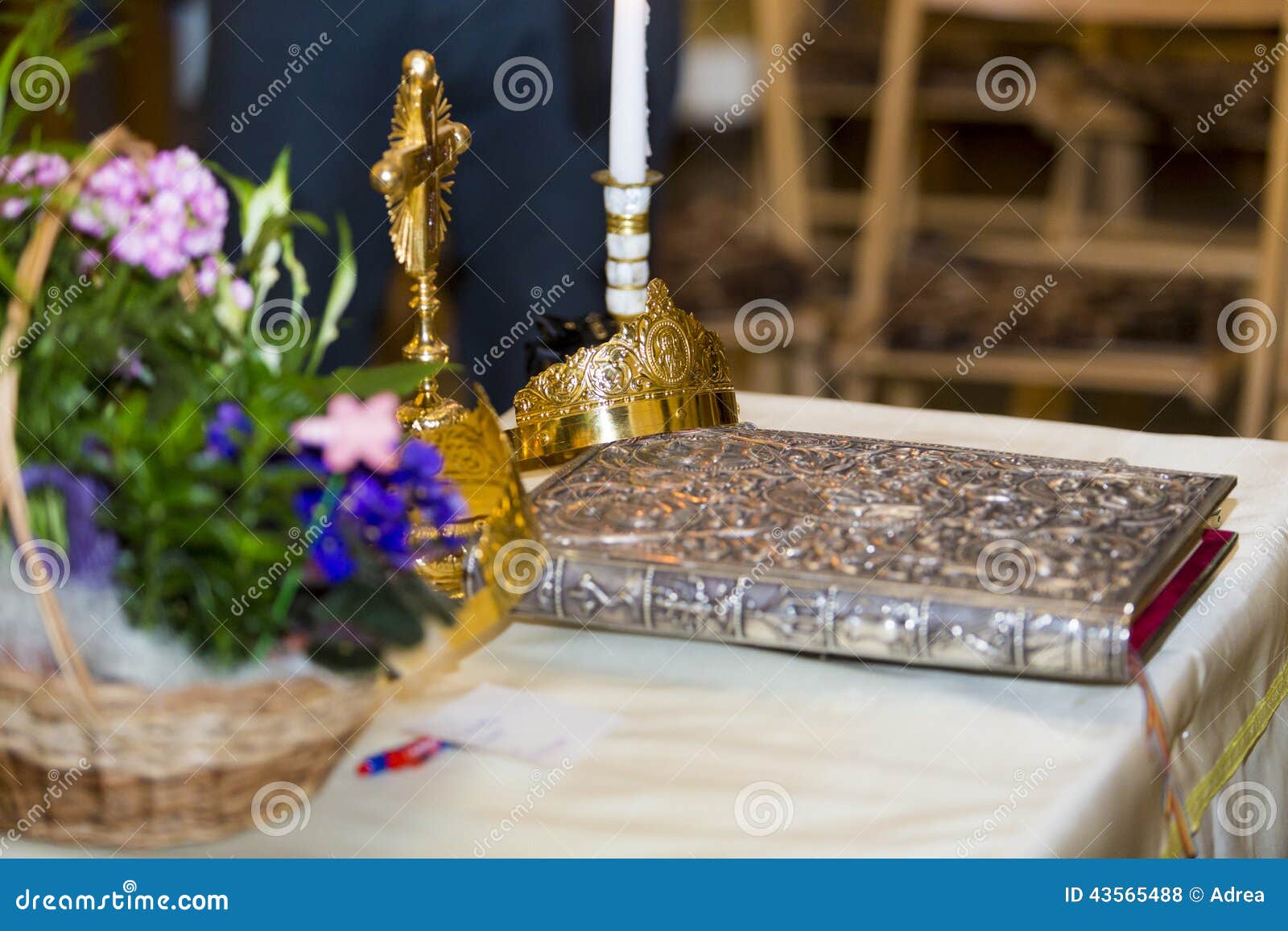Priest Table Arrange for a Wedding Stock Photo - Image of testament ...