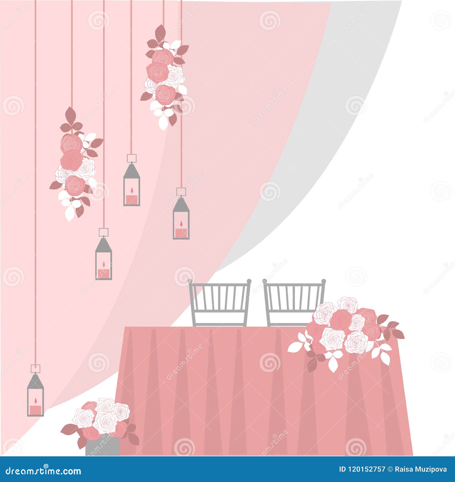 Wedding Table Decoration. Table for Bride and Groom. Vector ...